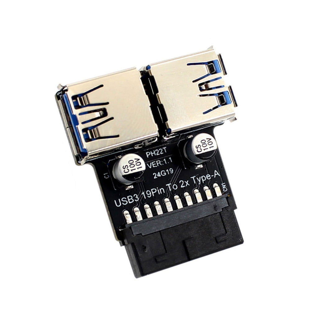 Misright USB3.0 19Pin To Double USB3.0 A Port Female Output Adapter Header USB3.0/3.1 - Walmart.com