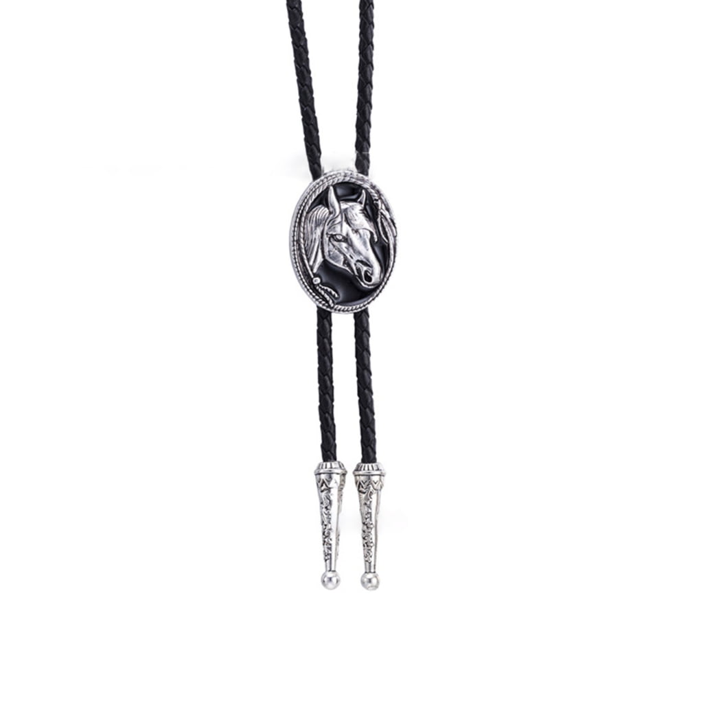Misright Western Cowboy Bolo Necktie with Alloy Horse Head Buckle ...