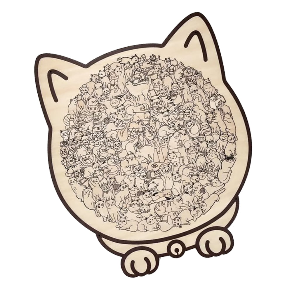 Misright Wooden Cats Puzzle 135 Pieces Muted Color Palette Family ...