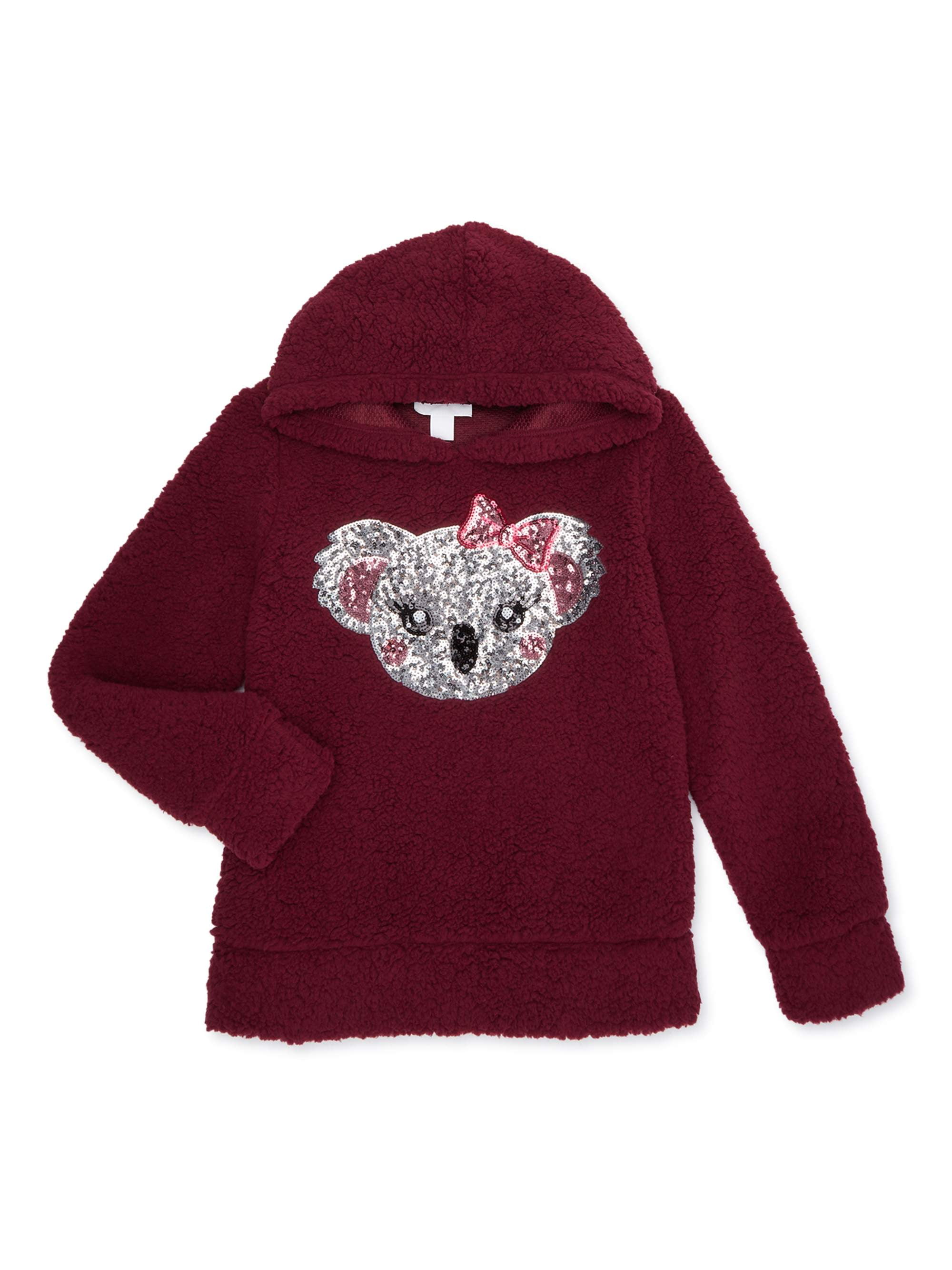 Miss Chievous Girls 4-16 Sequin Critter Plush Sherpa Pullover Hoodie ...