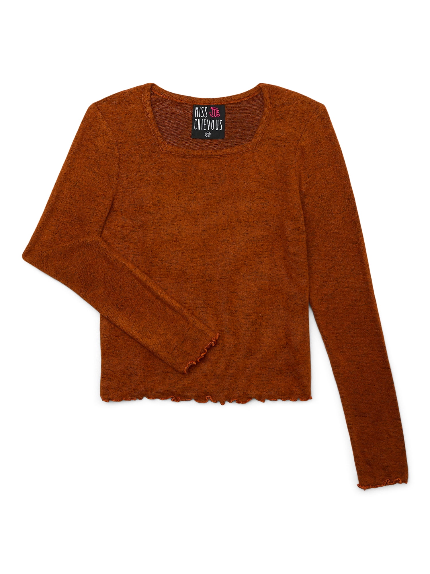Miss Chievous Girls Brushed Square Neck Top with Lettuce Edge, Sizes 4 ...