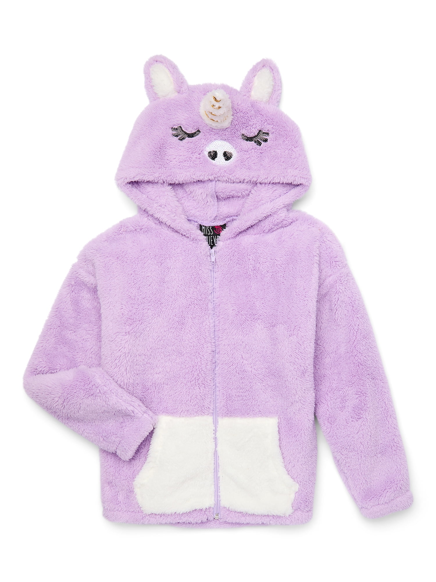 Miss Chievous Girls Faux Fur Critter Zip Up Hoodie, Sizes 4-16 ...