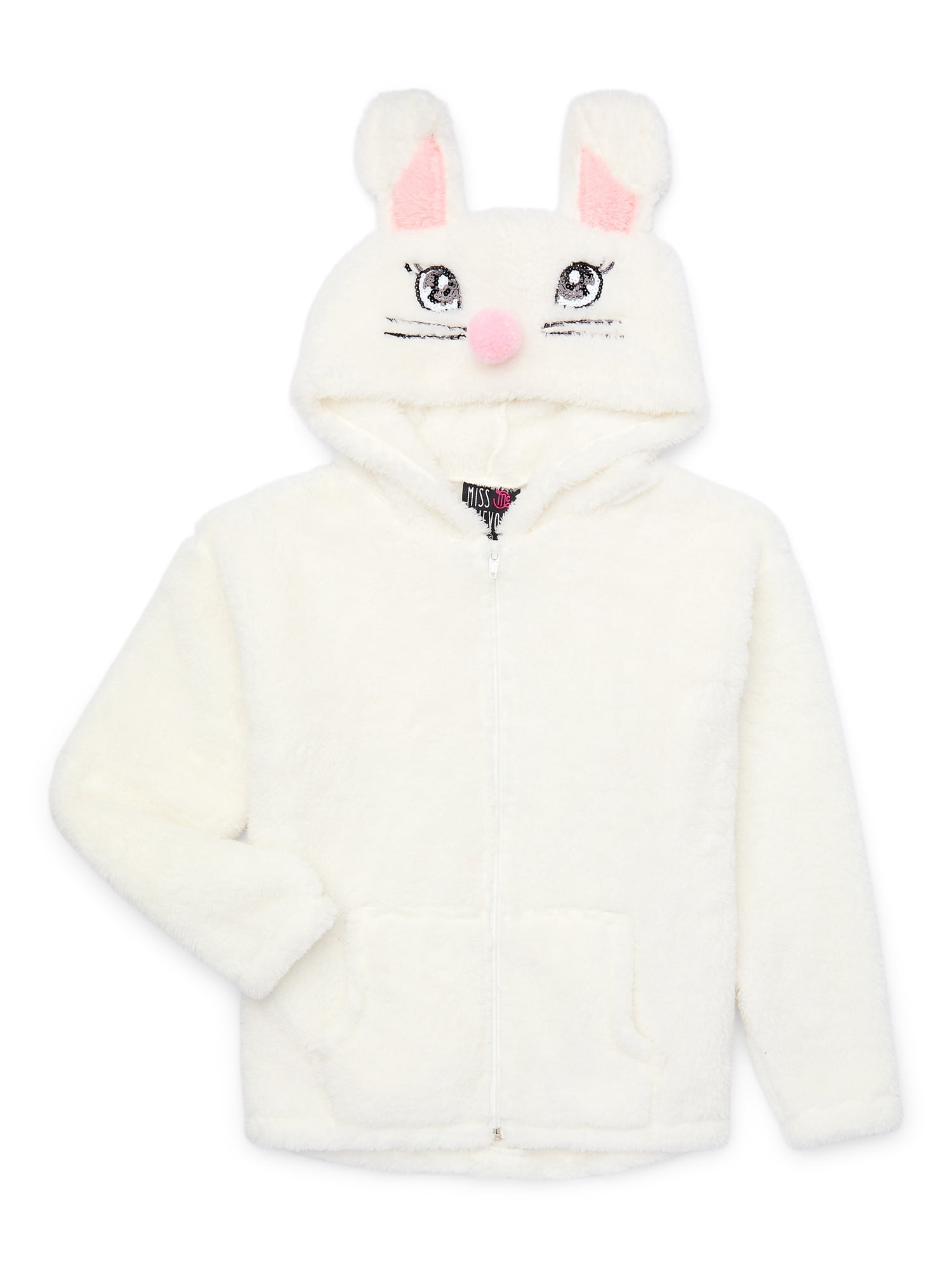 Miss Chievous Girls Faux Fur Critter Zip Up Hoodie, Sizes 4-16 ...