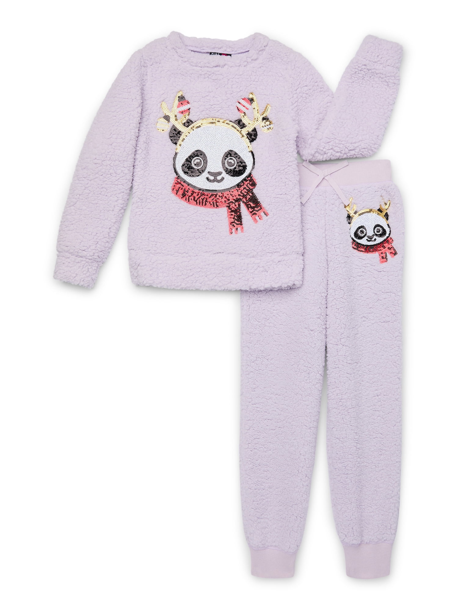Miss Chievous Girls Faux Shearling Christmas Sweatshirt and Joggers Set ...