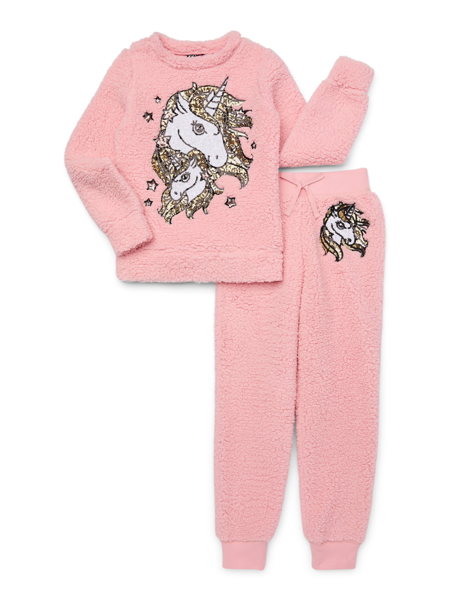 Miss Chievous Girls Faux Shearling Christmas Sweatshirt and Joggers Set ...