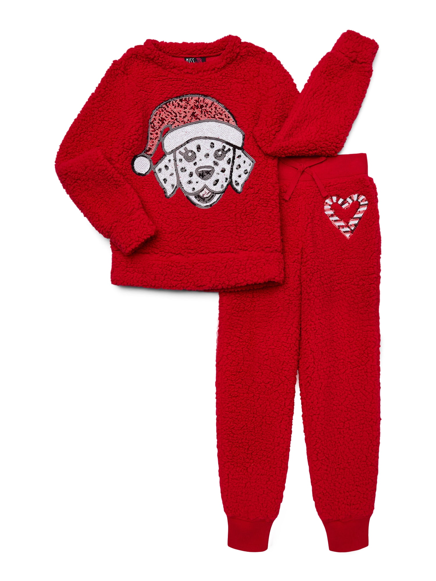 Miss Chievous Faux Shearling Sweatshirt & Joggers Set - Walmart.com