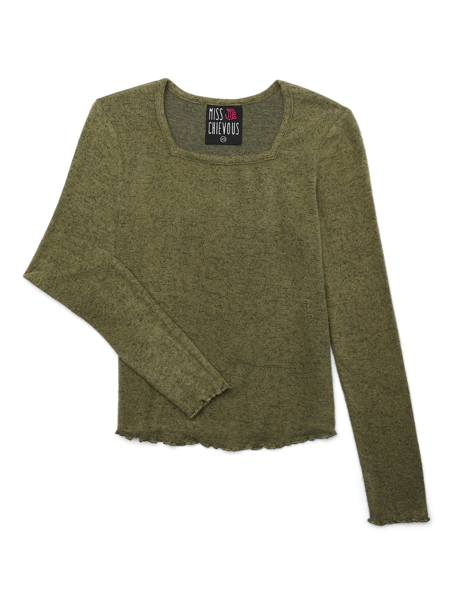 Miss Chievous Girls Long Sleeve Brushed Square Neck Fasion Top with ...