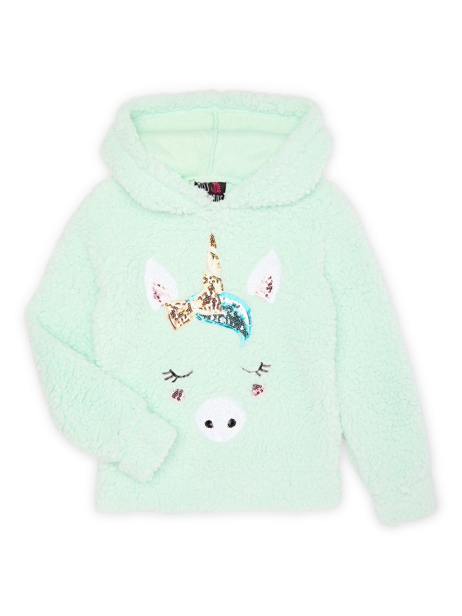 Miss Chievous Girls Sequin Critter Plush Faux Shearling Hoodie, Sizes 4 ...