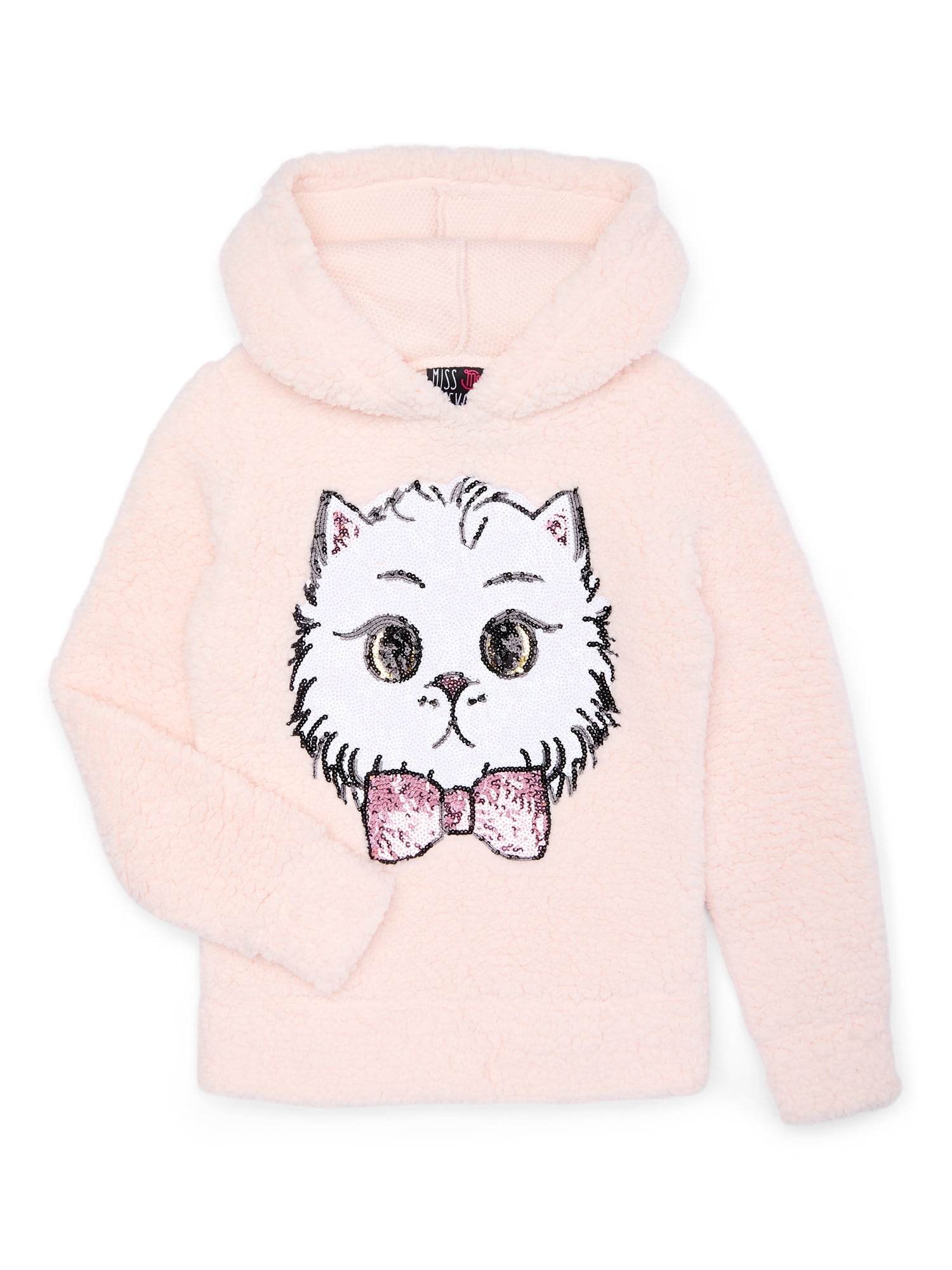 Miss Chievous Girls Sequin Critter Plush Faux Shearling Hoodie, Sizes 4 ...