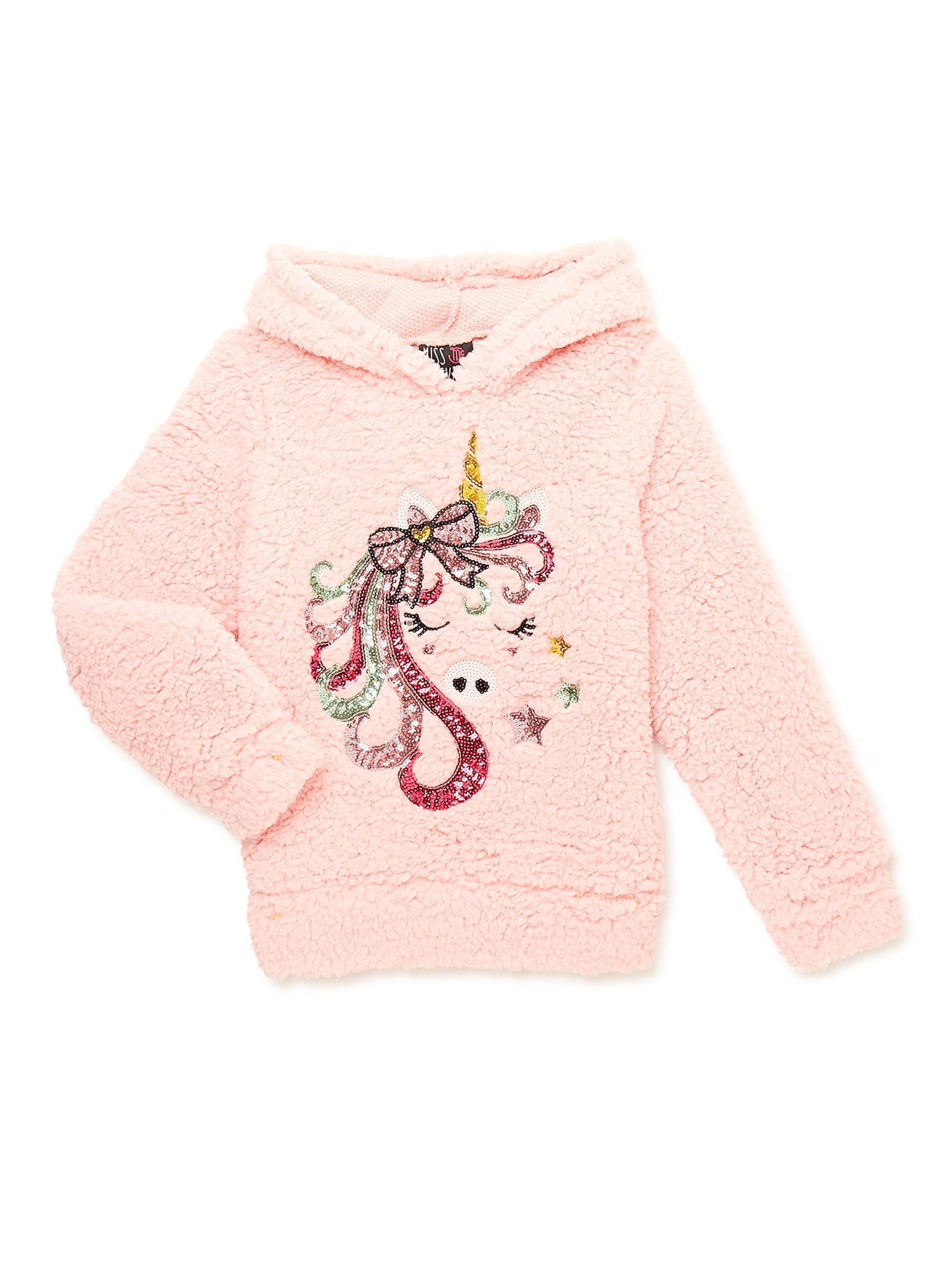 Miss Chievous Girls' Cozy Sequin Critter Faux Sherpa Hoodie, Sizes 4-16 ...