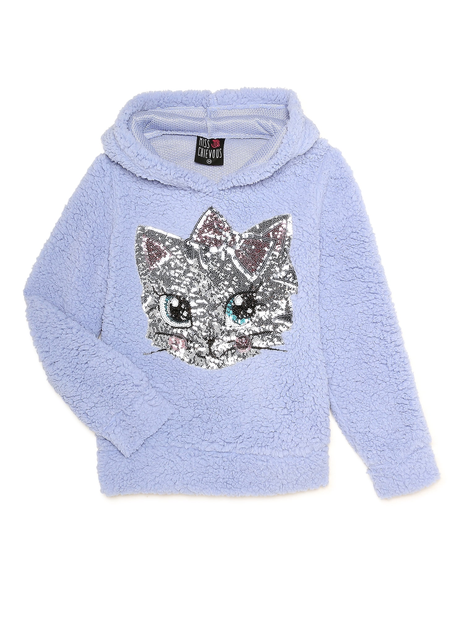 Miss Chievous Girls Sequin Faux Sherpa Hoodie - Walmart.com