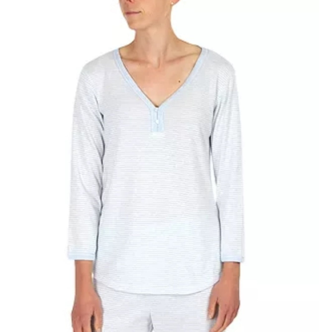 Miss Elaine Womens Long Sleeves Pajama Top Only,1-Piece, Large, Blue ...