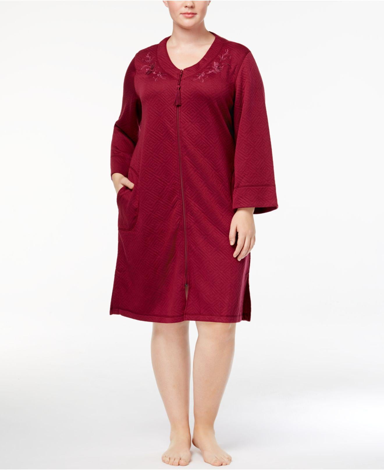 Miss Elaine Womens Plus Size Textured Embroidered Robe;1X - Walmart.com