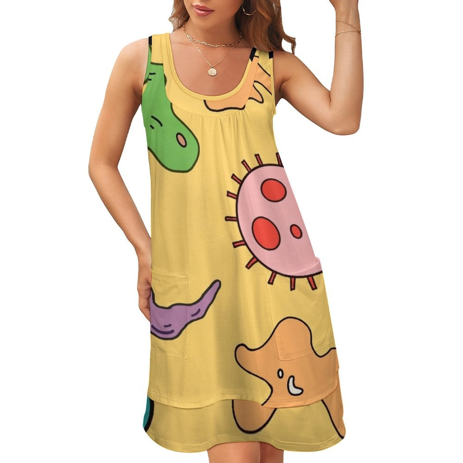 Miss Frizzle In a Pickle Magic School Bus Sleeveless U-Neck Fake Two ...