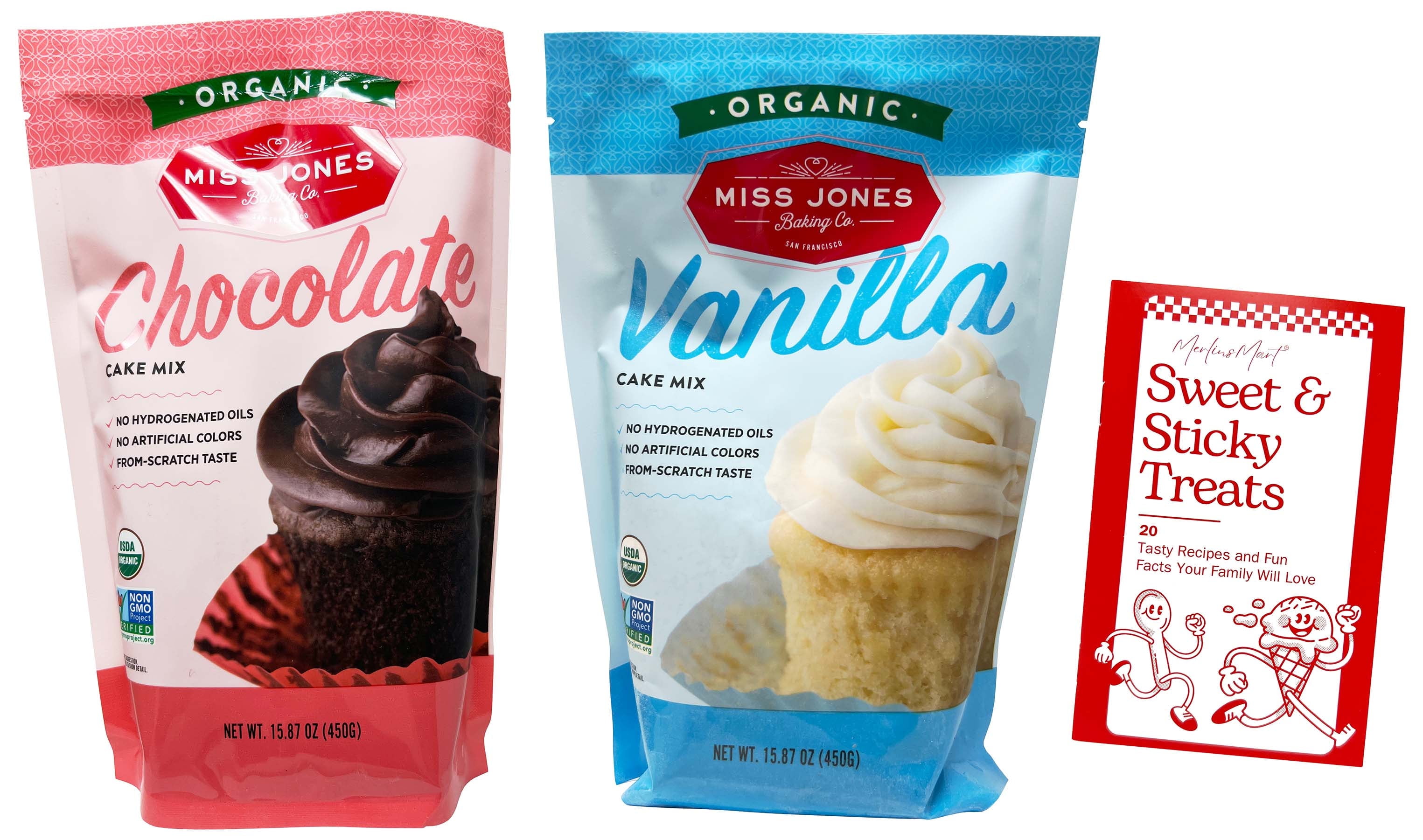 Miss Jones Organic Cake Mixes - 2 flavors - 1 each: Vanilla, Chocolate ...