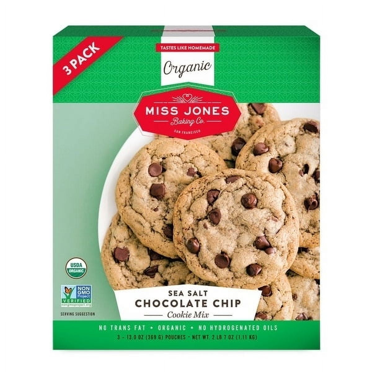 Miss Jones Organic Chocolate Chip Cookie Mix, 13 Ounce (Pack of 3 ...