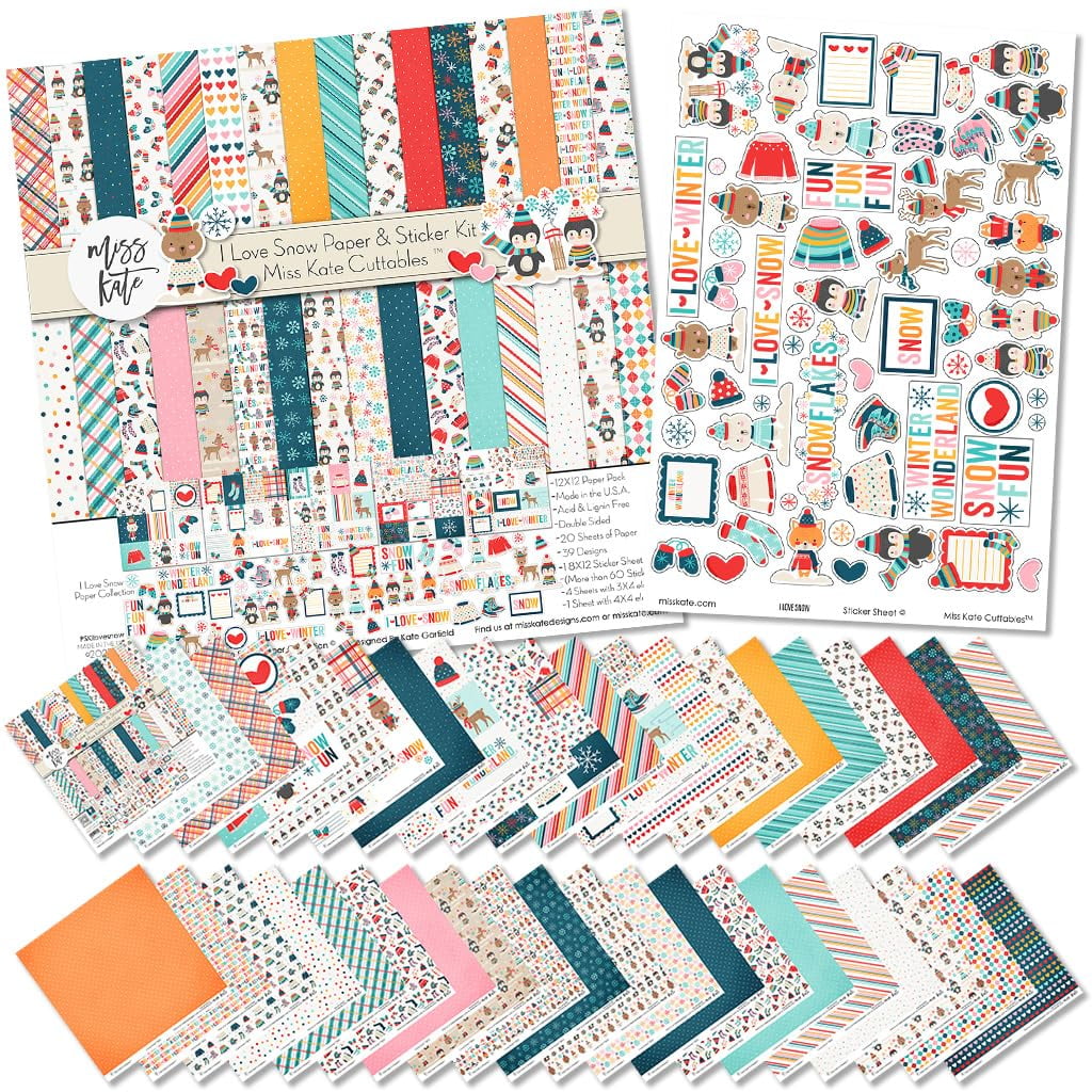 Miss Kate Cuttables Paper OIF8 & Sticker Kit - I Snow - for Winter Snow ...
