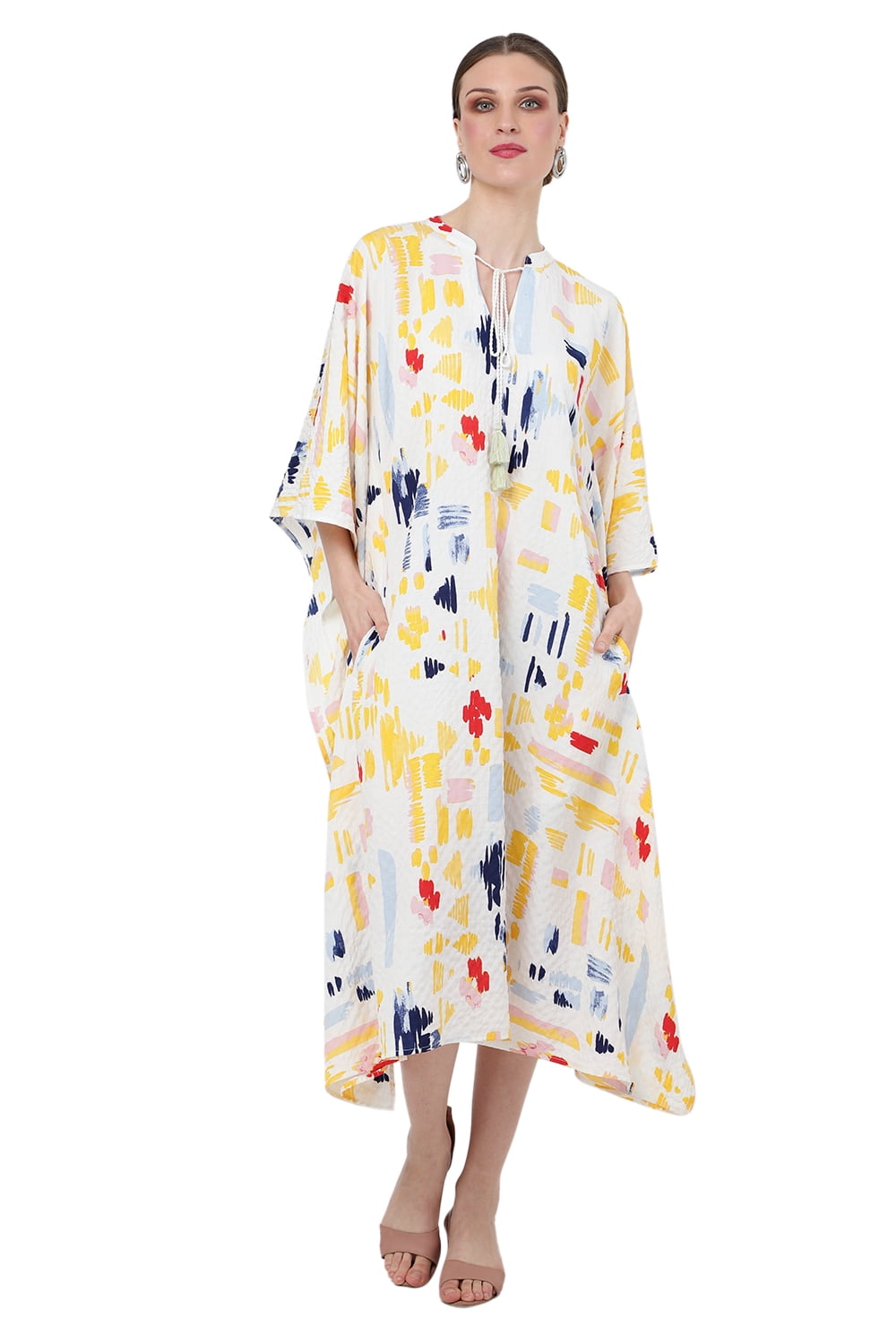 Miss Lavish London Beach Dress Swim Cover Up Collar and Tie-up With ...