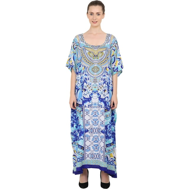Miss Lavish London Caftans for Women Summer Ladies Long Kimono Maxi Kaftans Dress for Regular to ...
