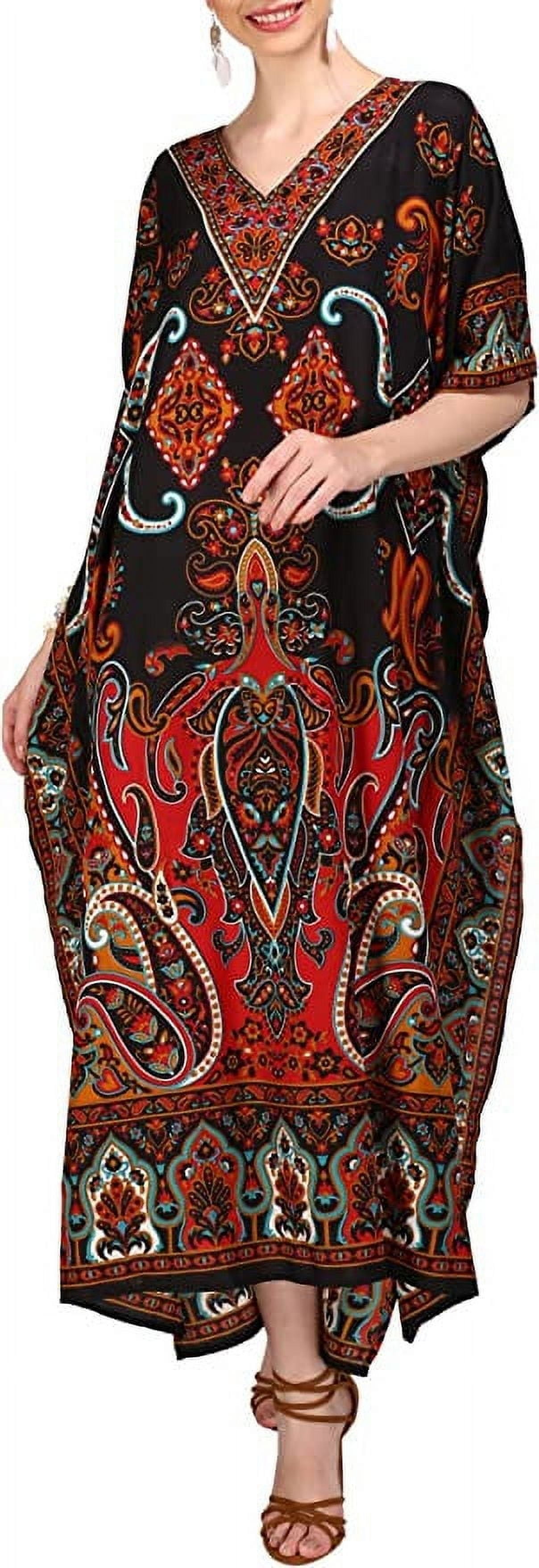 Miss Lavish London Women's Long Kimono Kaftan Dress, One Size, Black ...