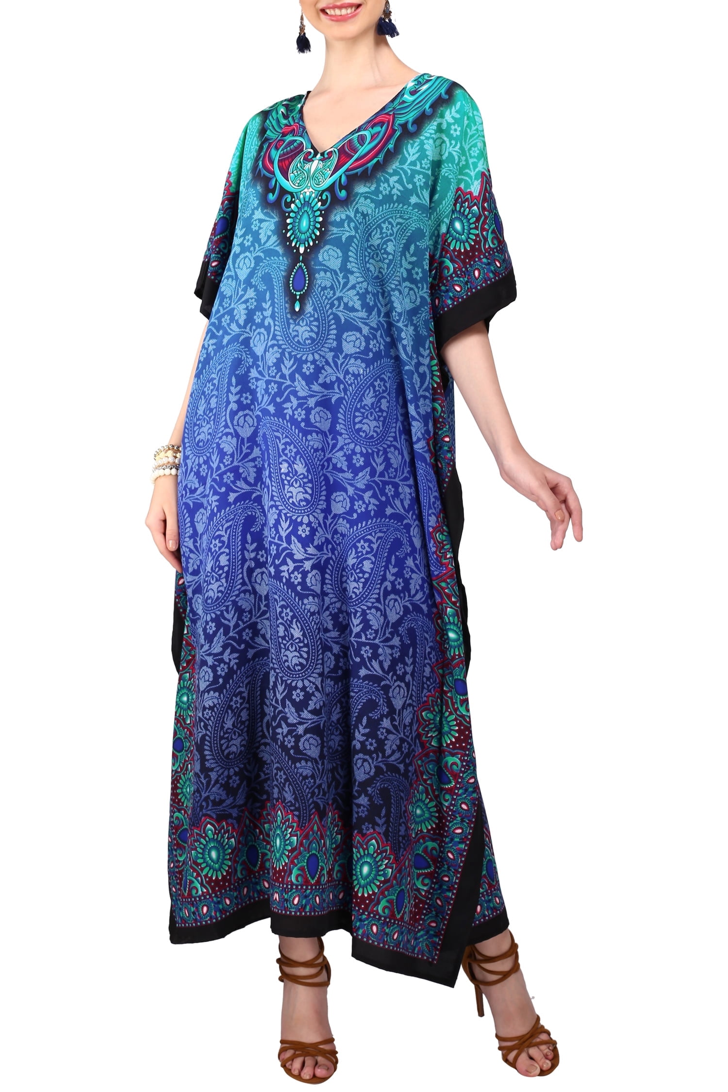 Miss Lavish London Kaftans for Women Casual Ladies Long Kimono Maxi ...