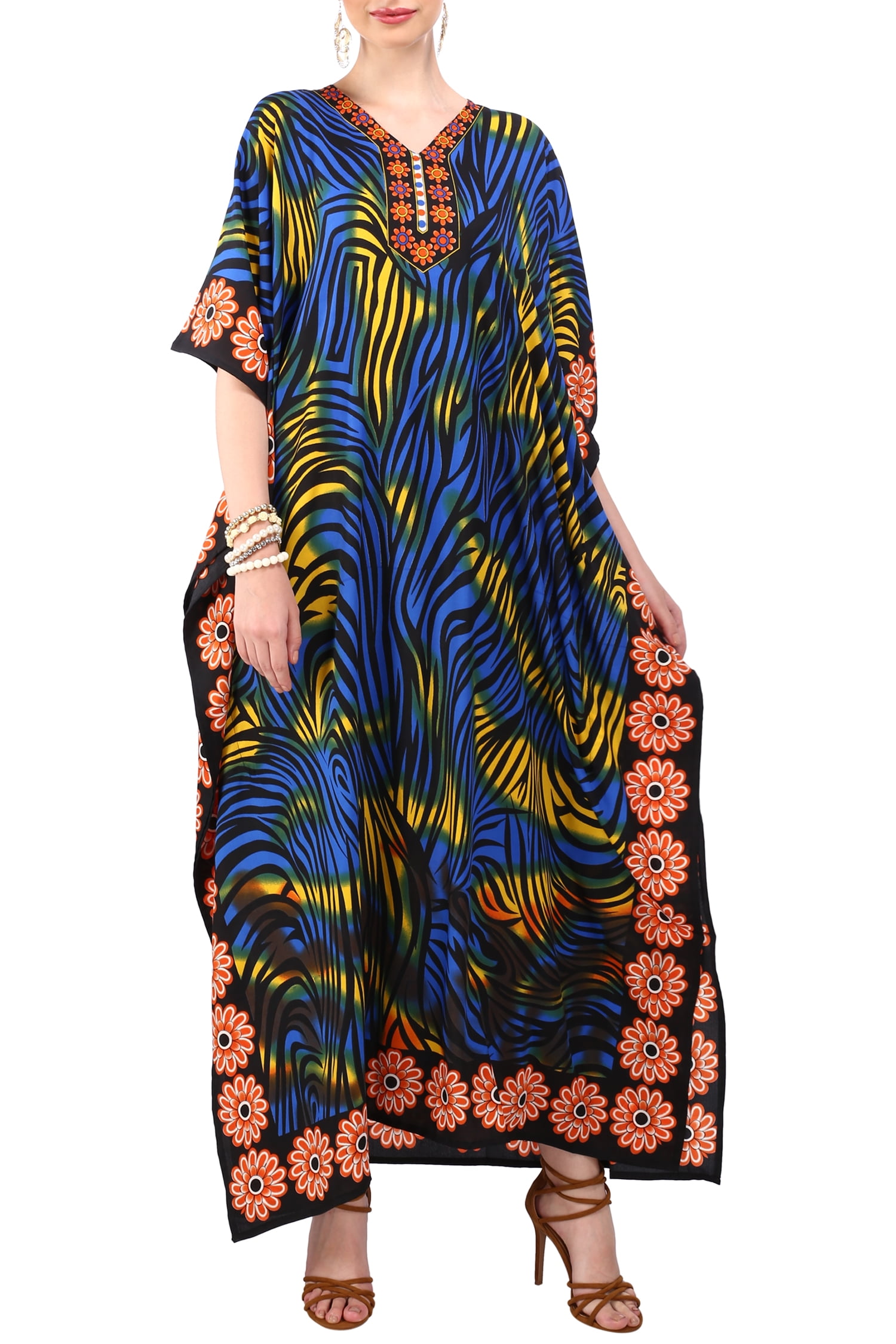 Miss Lavish London Kaftans for Women Casual Ladies Long Kimono Maxi ...