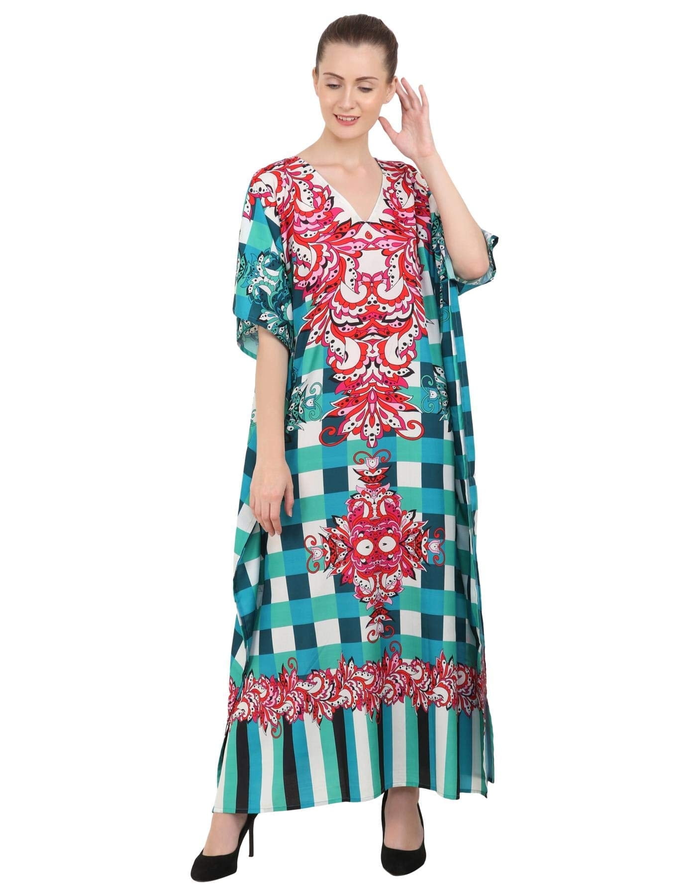 Miss Lavish London Kaftans for Women Casual Ladies Long Kimono Maxi ...