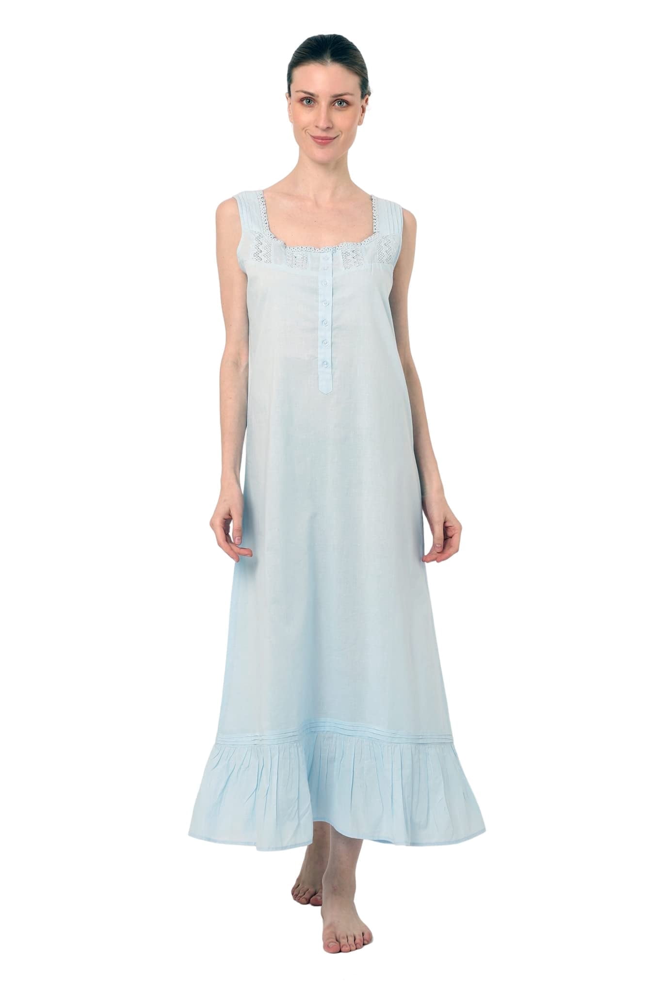 Miss Lavish Victorian Nightgown, Sleeveless Cotton Sleepwear, Plus Size ...