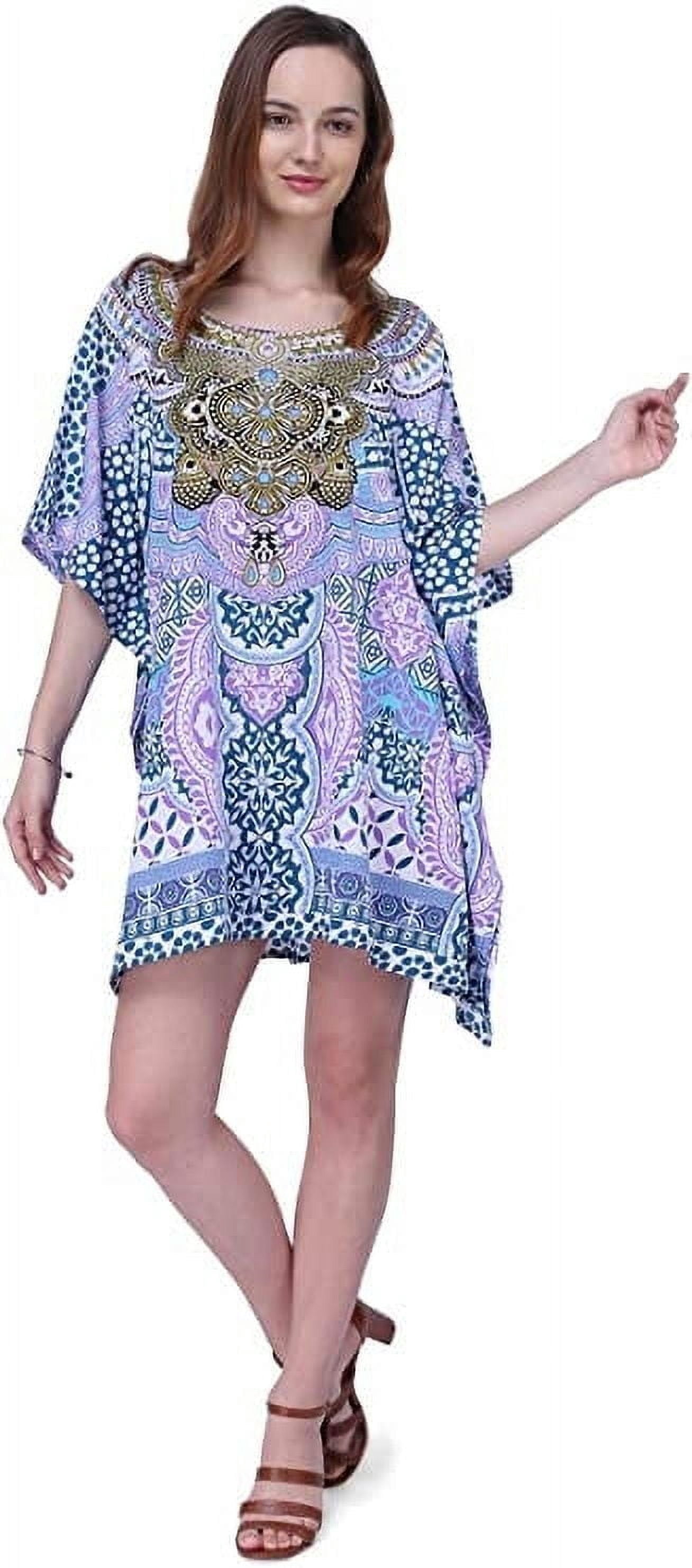 Miss Lavish London Women Kaftans Dresses Beach Cover Ups, Teal S ...