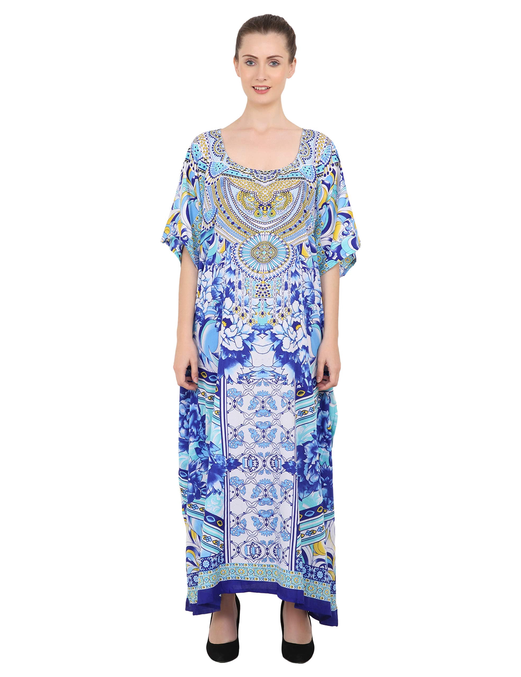 Miss Lavish London Women Kaftans Dresses, Blue L - Walmart.com