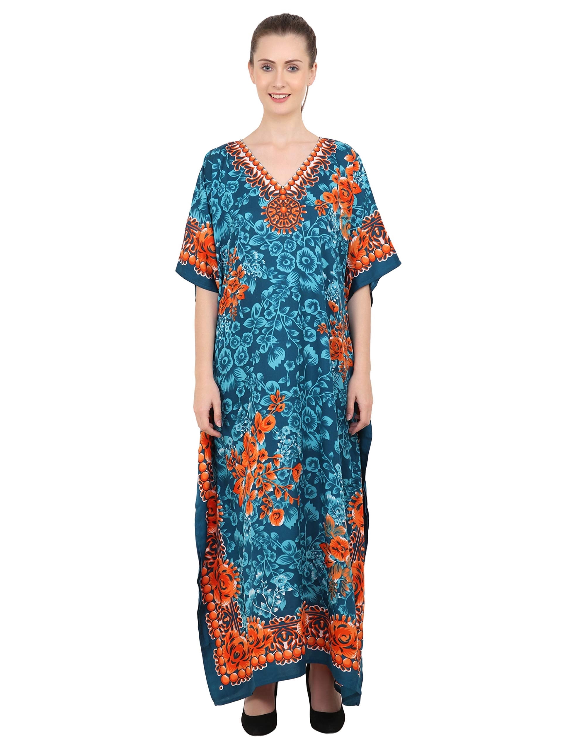 Miss Lavish London Women Kaftans Dresses, Teal, S - Walmart.com