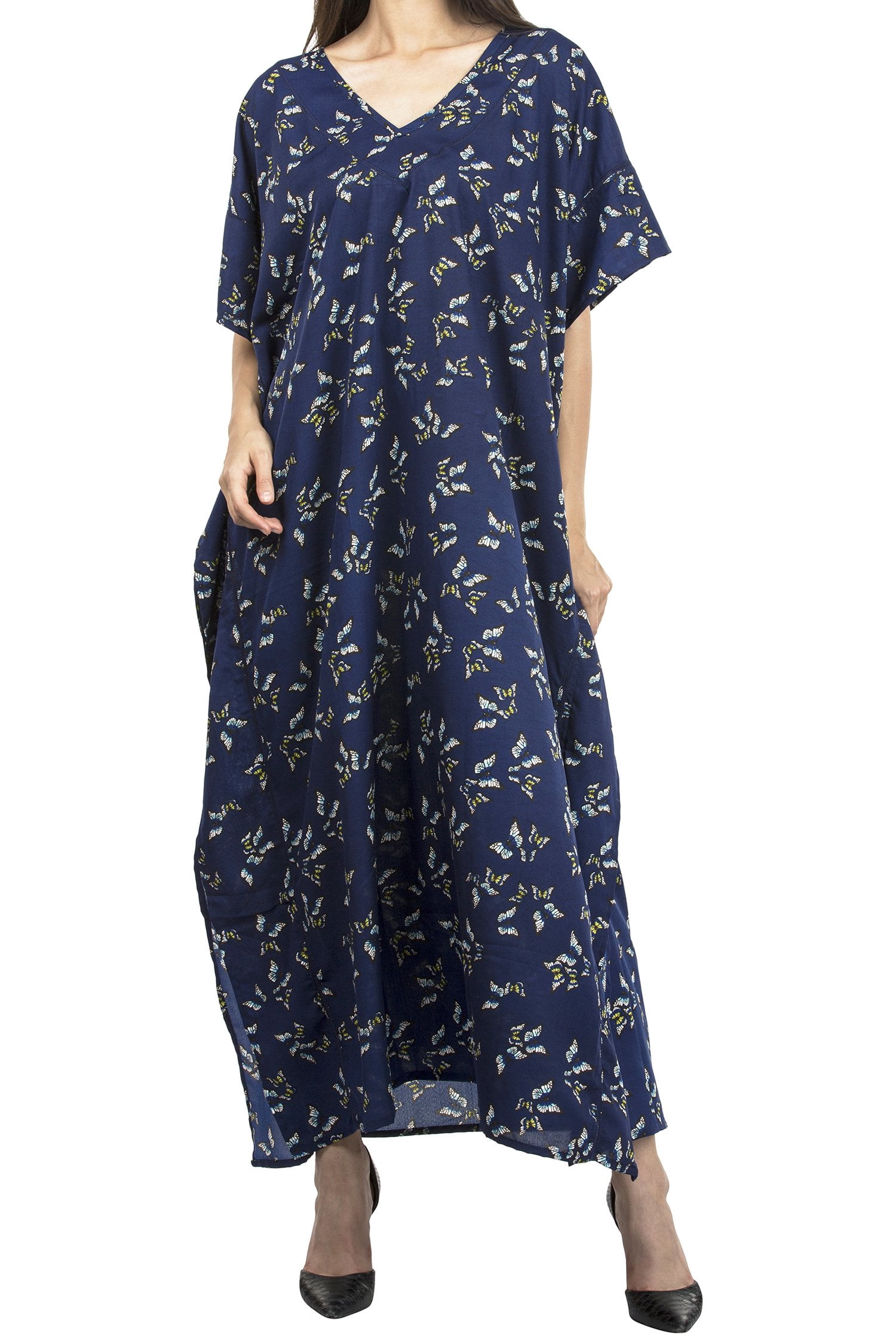 Miss Lavish Women's Kaftan Tunic Kimono Maxi Dress Summer Beach Cover ...