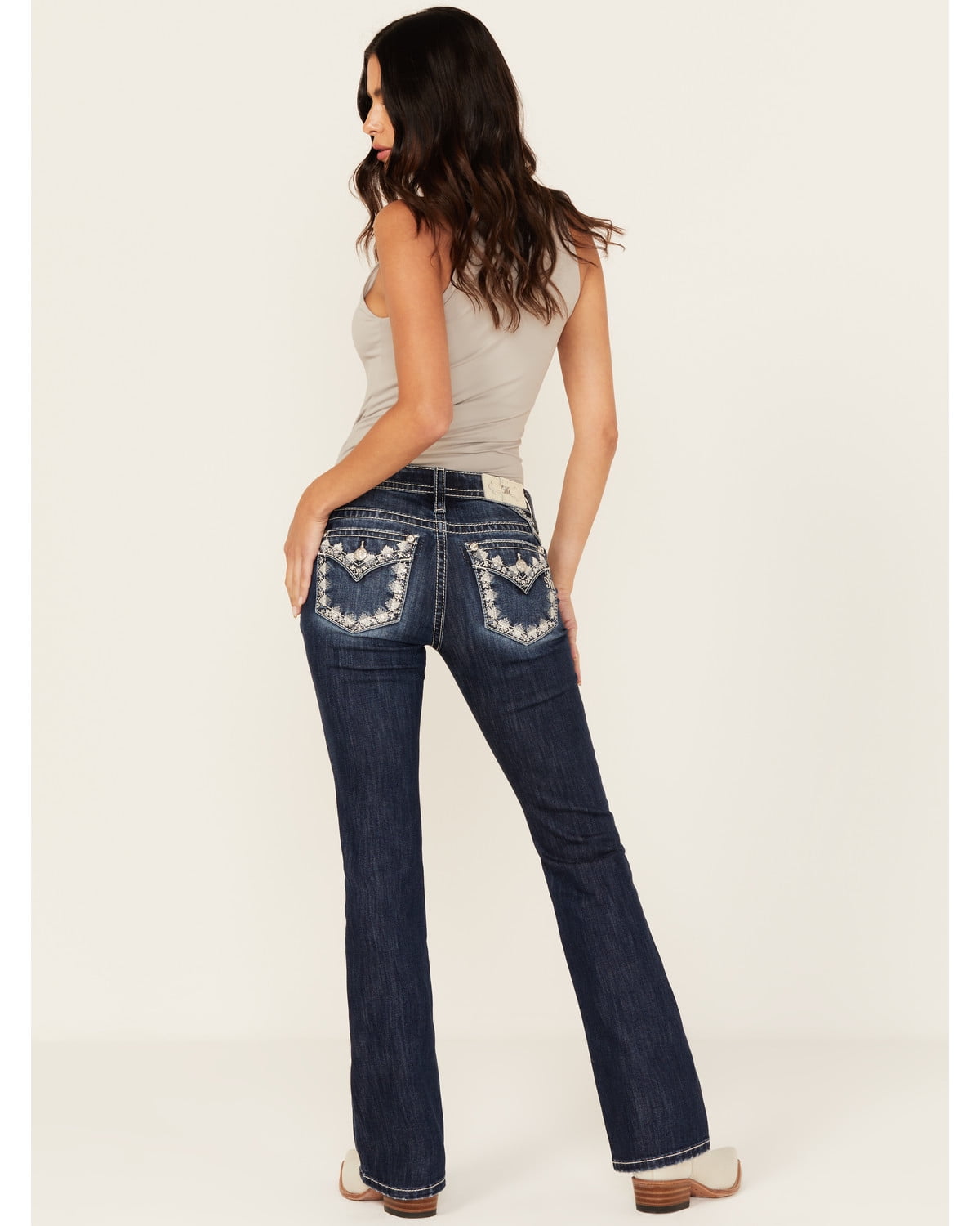 Miss Me Women's Dark Wash Mid Rise 32" Bootcut Stretch Denim Jeans - M9401BV 29W x 32L - Walmart.com