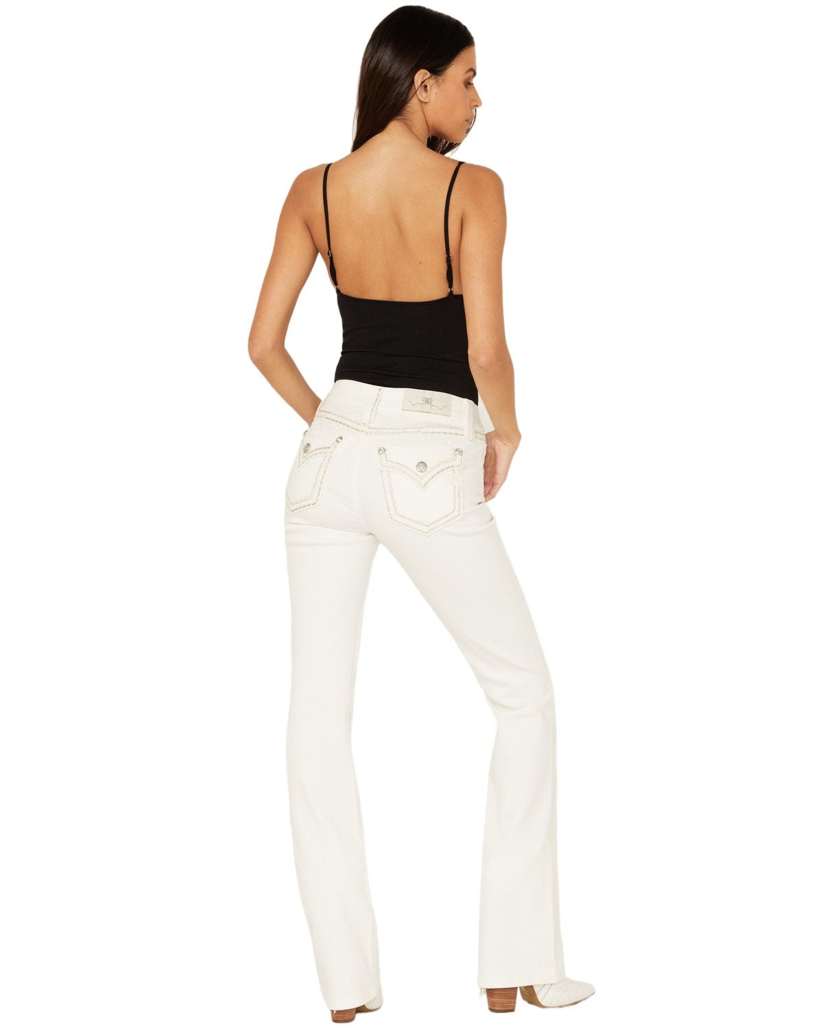 Miss Me Women's Mid Rise Whipstitch Border Pocket Bootcut Stretch Denim ...