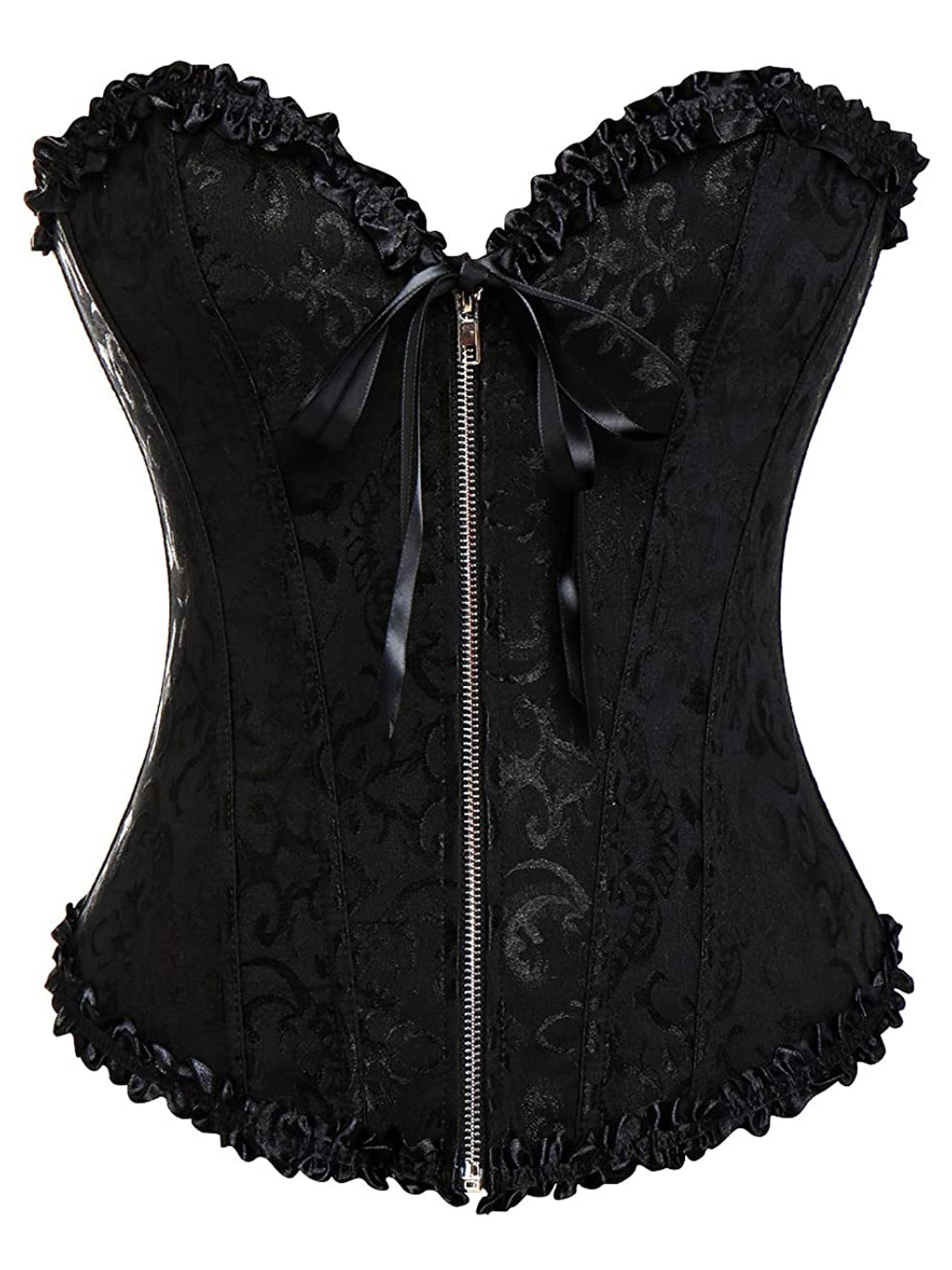 Miss Moly Brocade Overbust Corset For Women Plus Size Corset Top With Zipper Sexy Lingerie Set