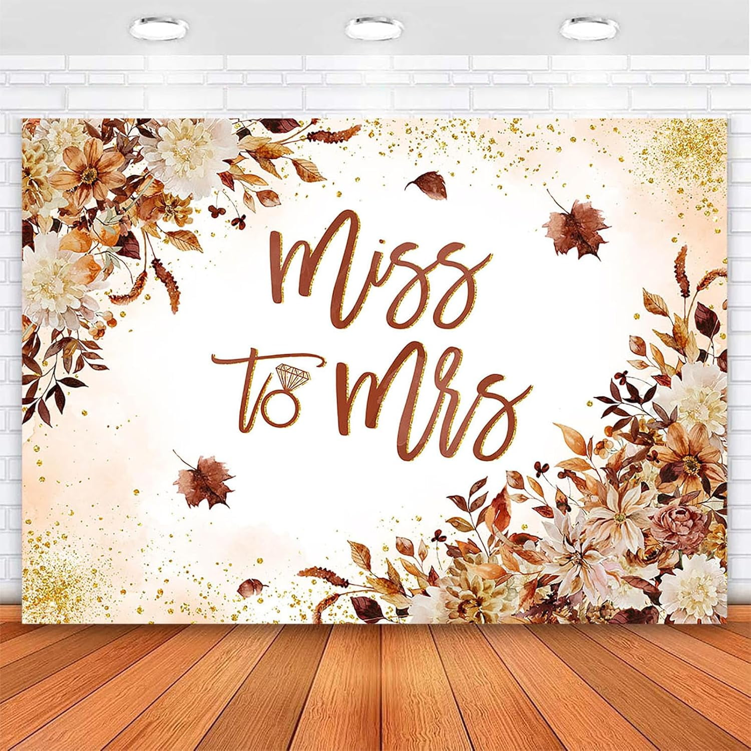 Miss to Mrs Backdrop Autumn Floral Bridal Shower Backdrop Bride to Be ...