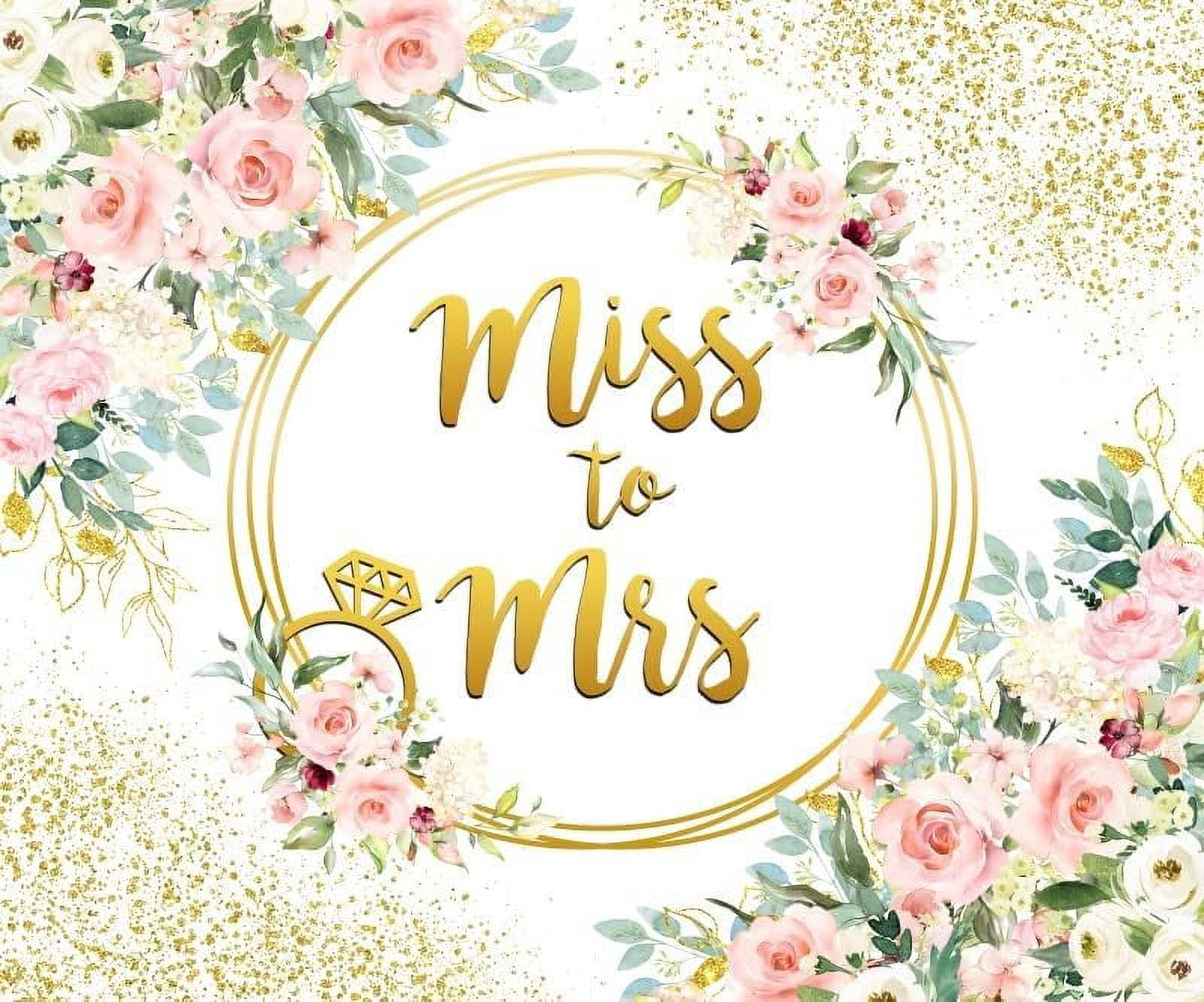 Miss to Mrs Backdrop Boho Leaves Pink Floral Glitter Photography ...