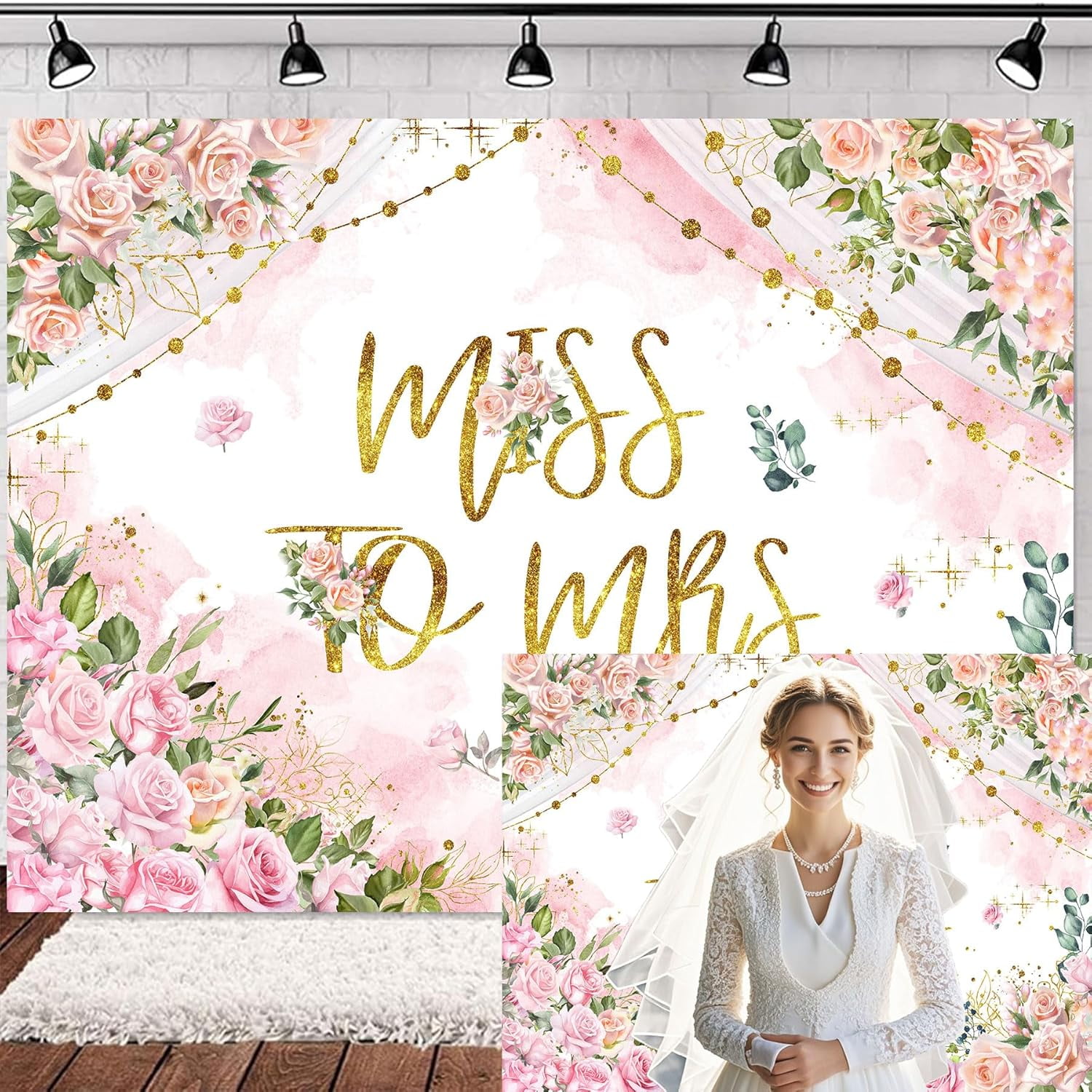 Miss to Mrs Backdrop Pink Floral Bridal Shower Photography Background ...