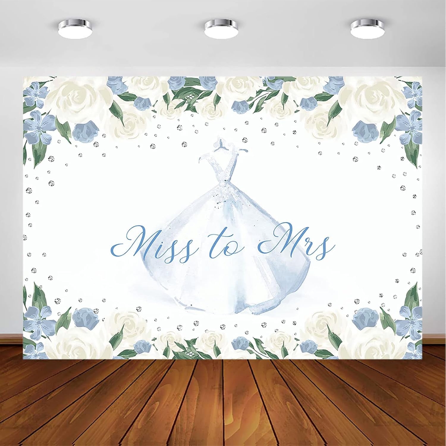 Miss to Mrs Backdrop White Floral Wedding Dress Bridal Shower Party ...