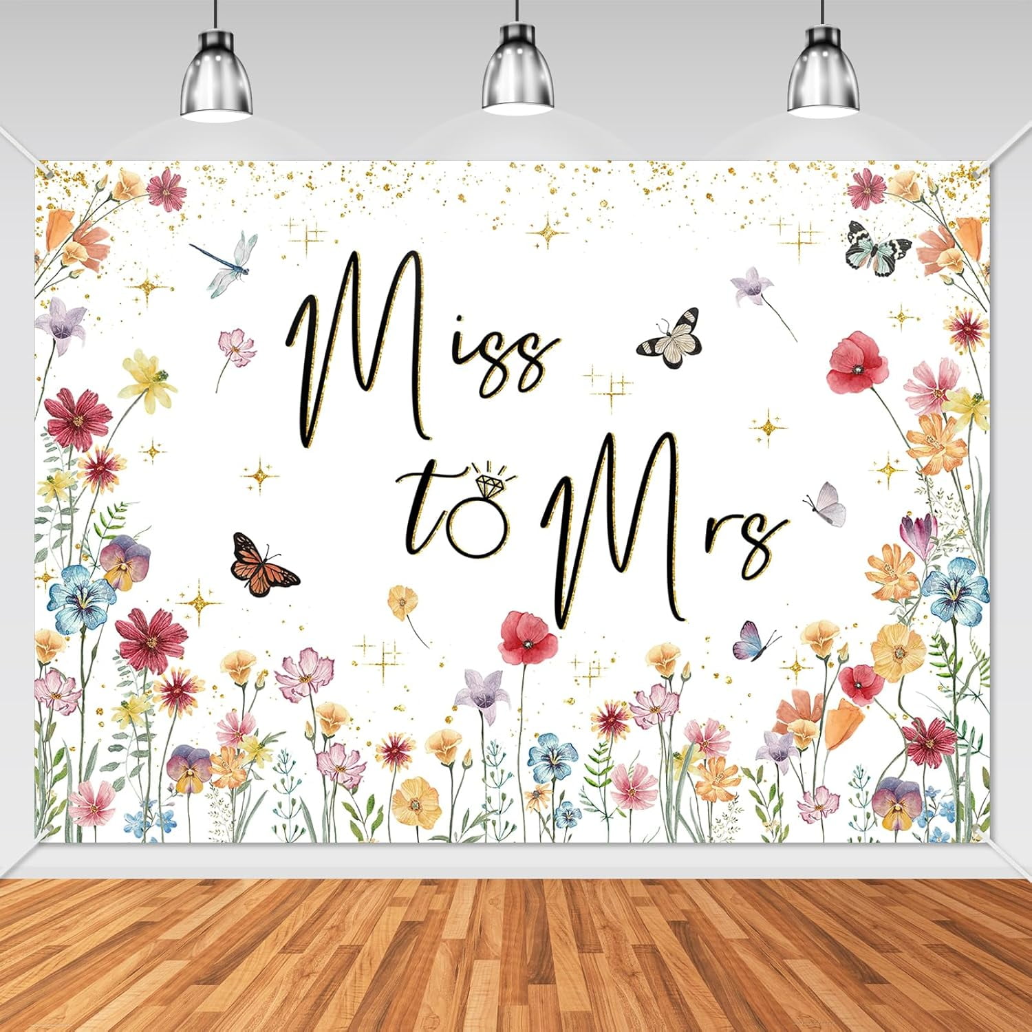 Miss to Mrs Backdrop Wildflower Bridal Shower Decorations Photography ...