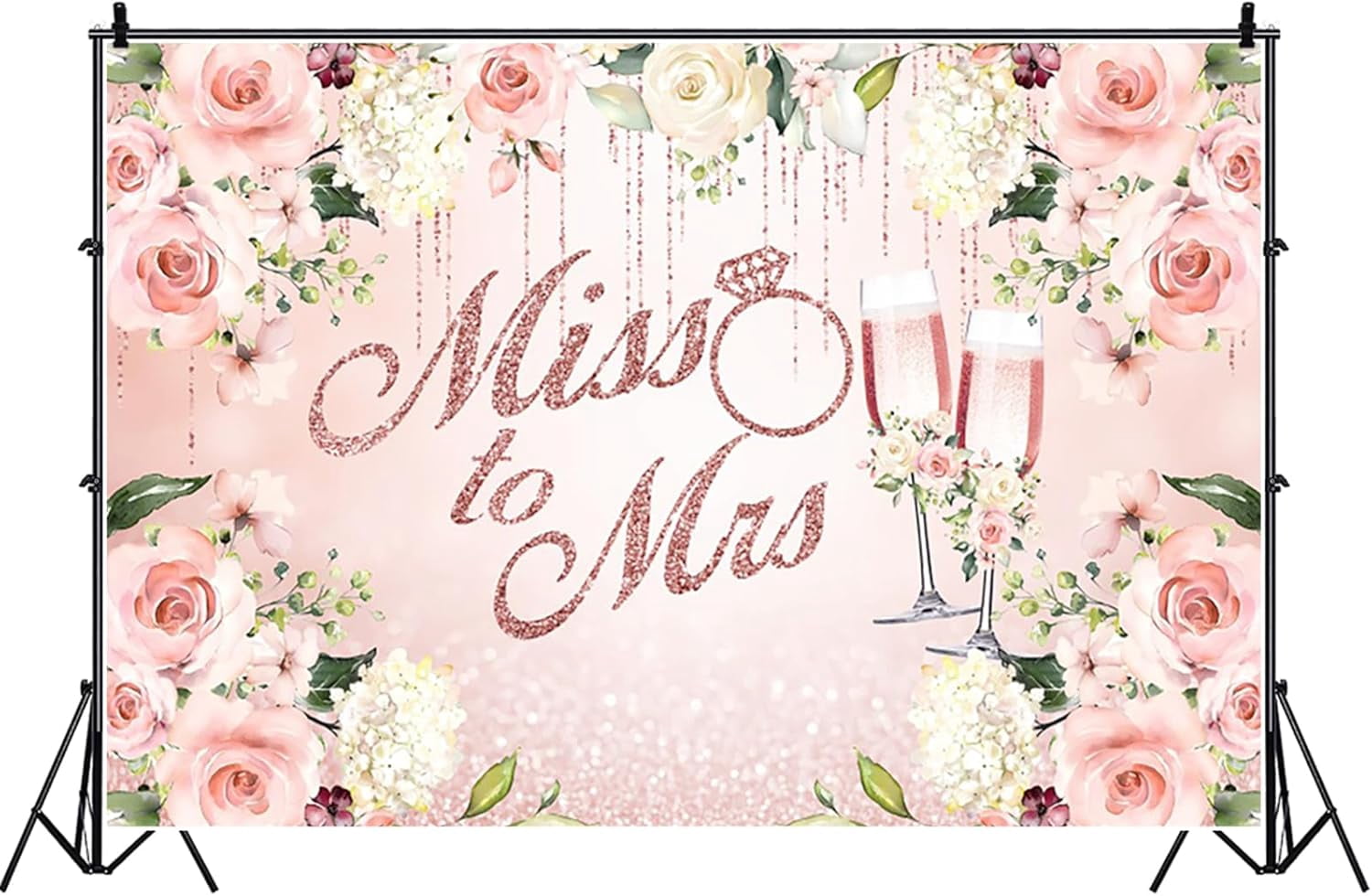 Miss to Mrs Bridal Backdrop Pink Floral Flower Wedding Bride Groom ...