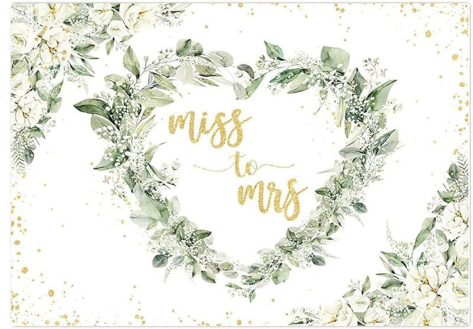 Miss to Mrs Bridal Shower Backdrop White Floral Heart Wreath Bride to ...