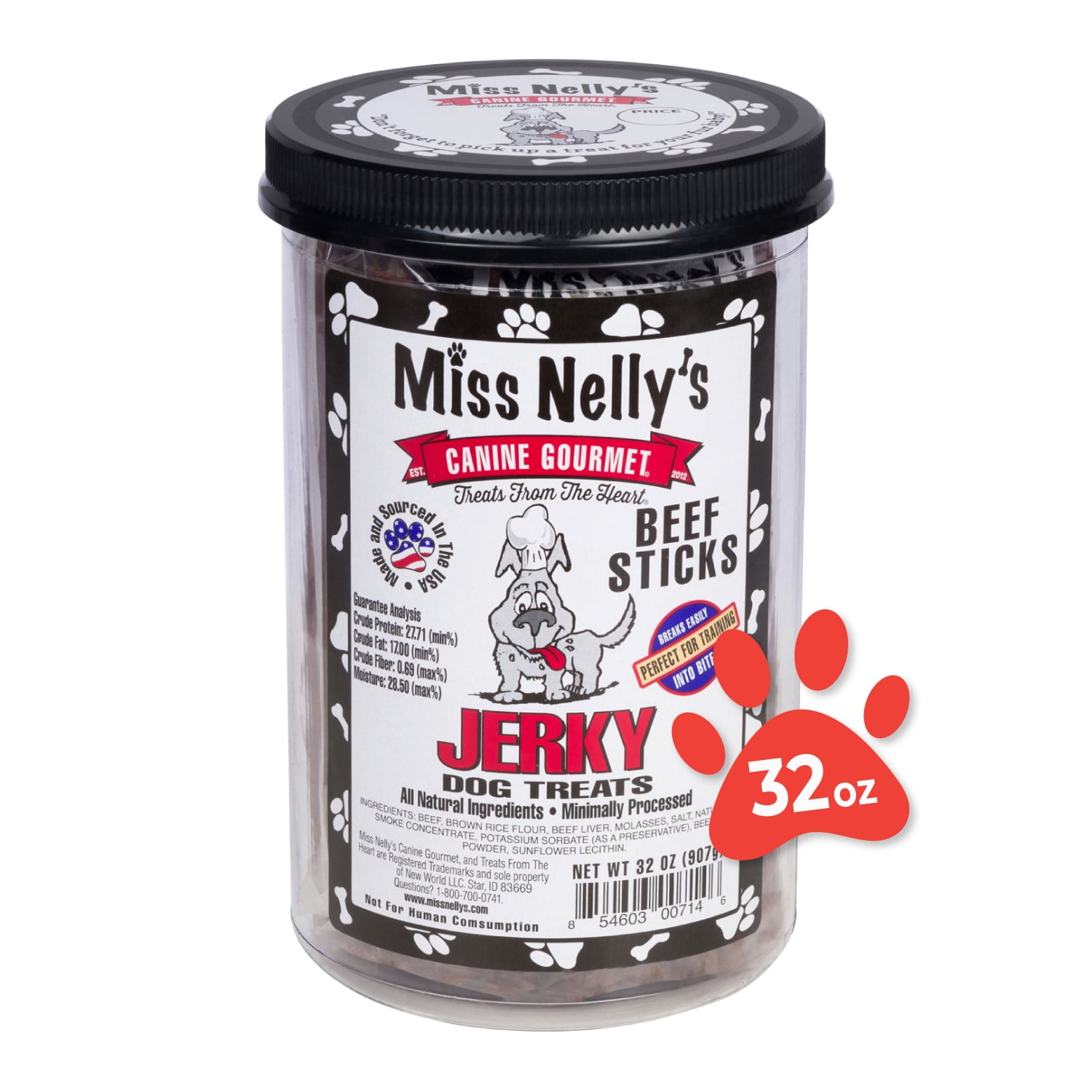 Miss Nelly's Canine Gourmet - Beef Dog Jerky Treats - Sticks - USA Made and Sourced - Original ...