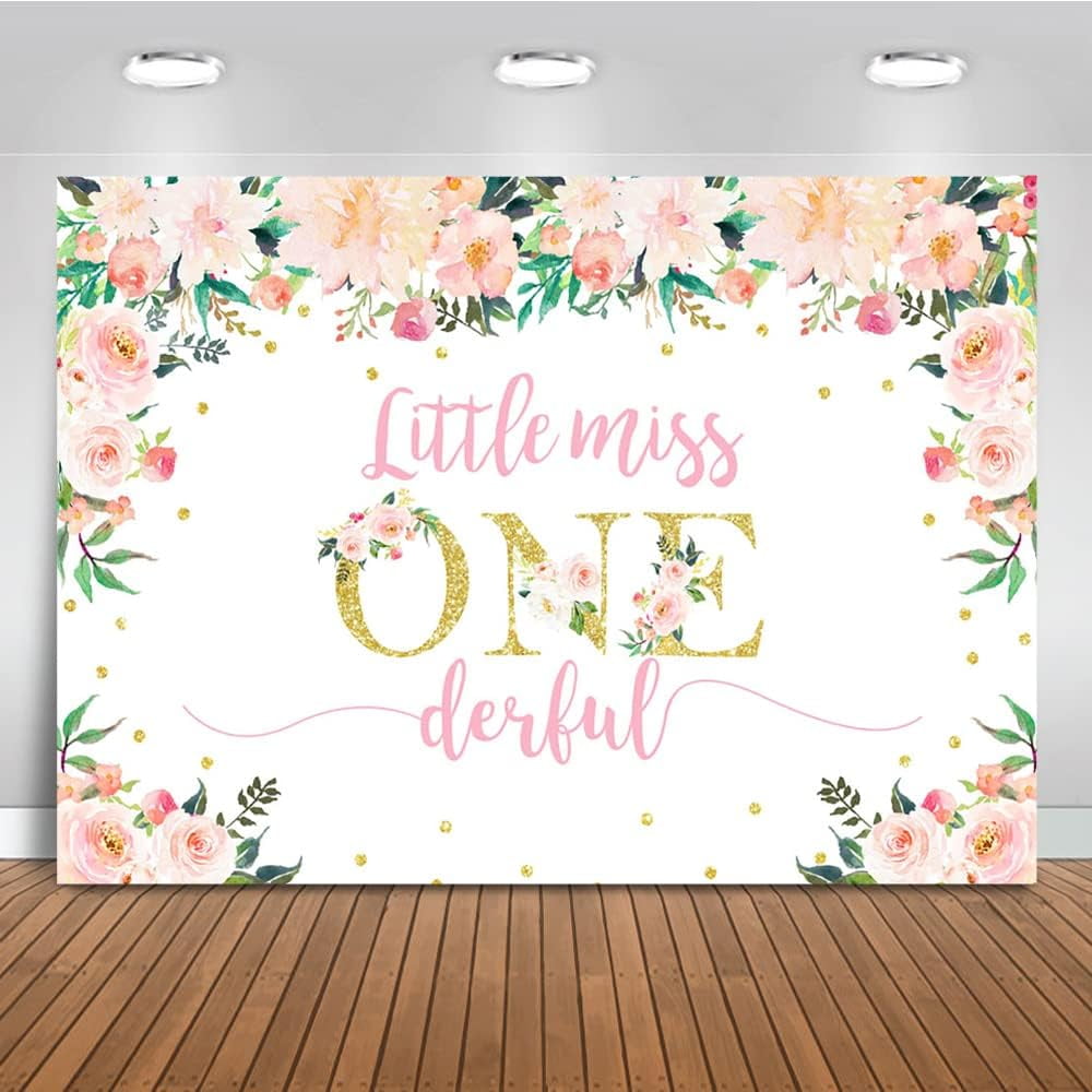 Pink Flower Backdrop LYCGS 7x5FT Blush - Little Miss Onederful Birthday ...