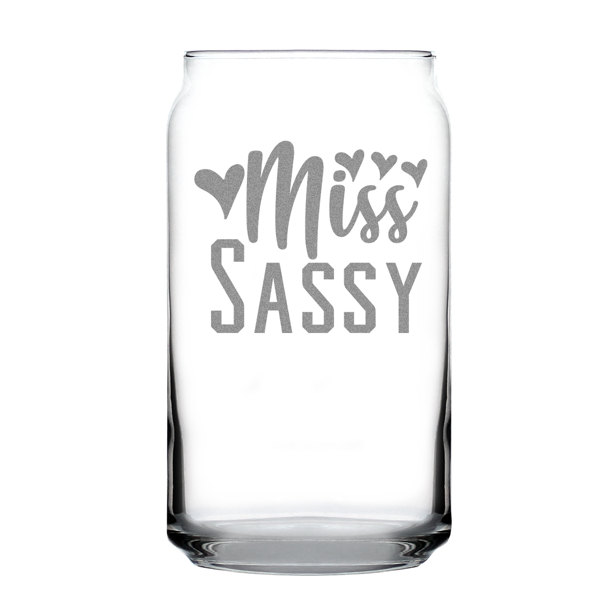 Miss Sassy 16oz Can-Shaped Pint Glass, Hand Engraved, Etched Glass for ...