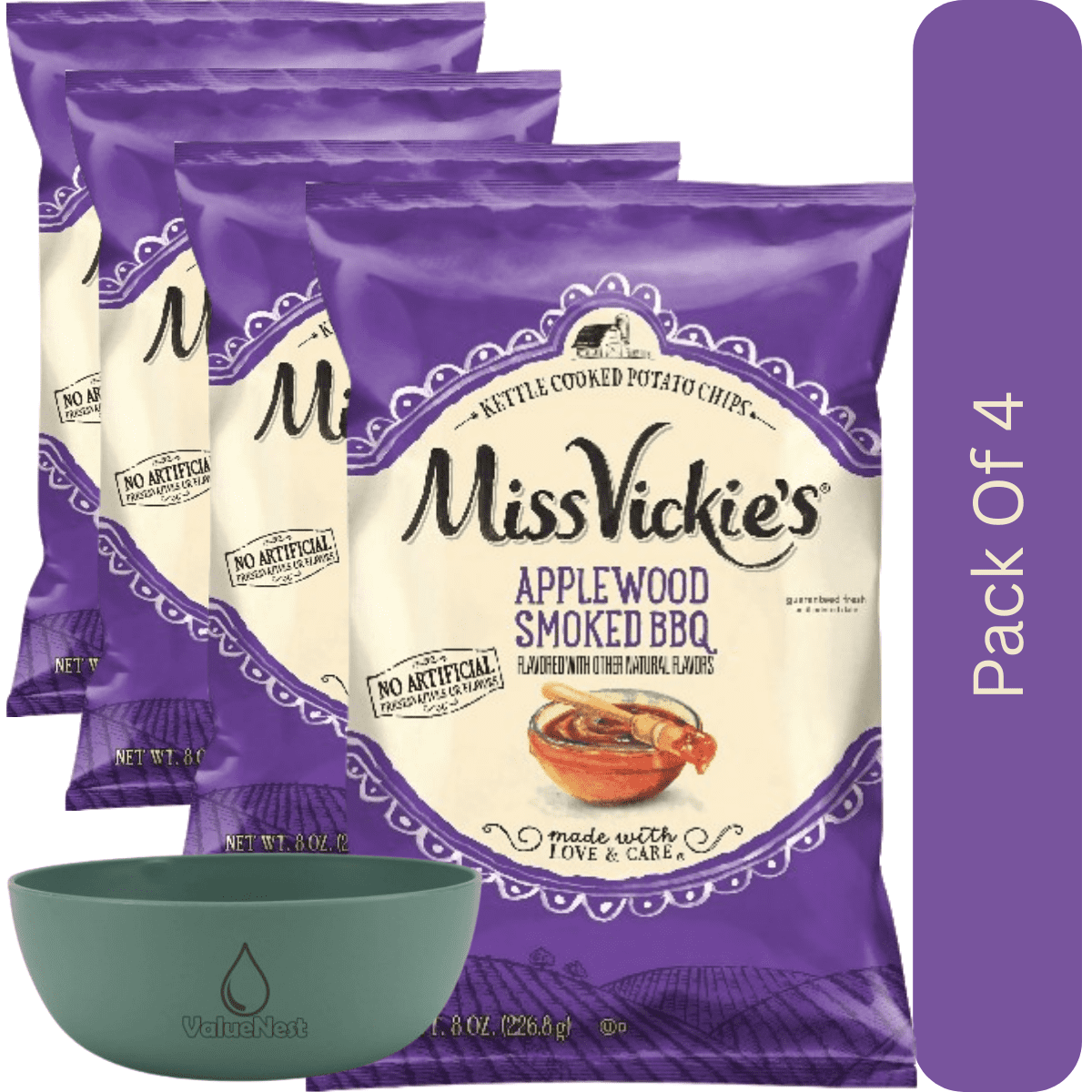 Miss Vickie’s Applewood Smoked BBQ Potato Chips, 8 oz Bag with Olive ...