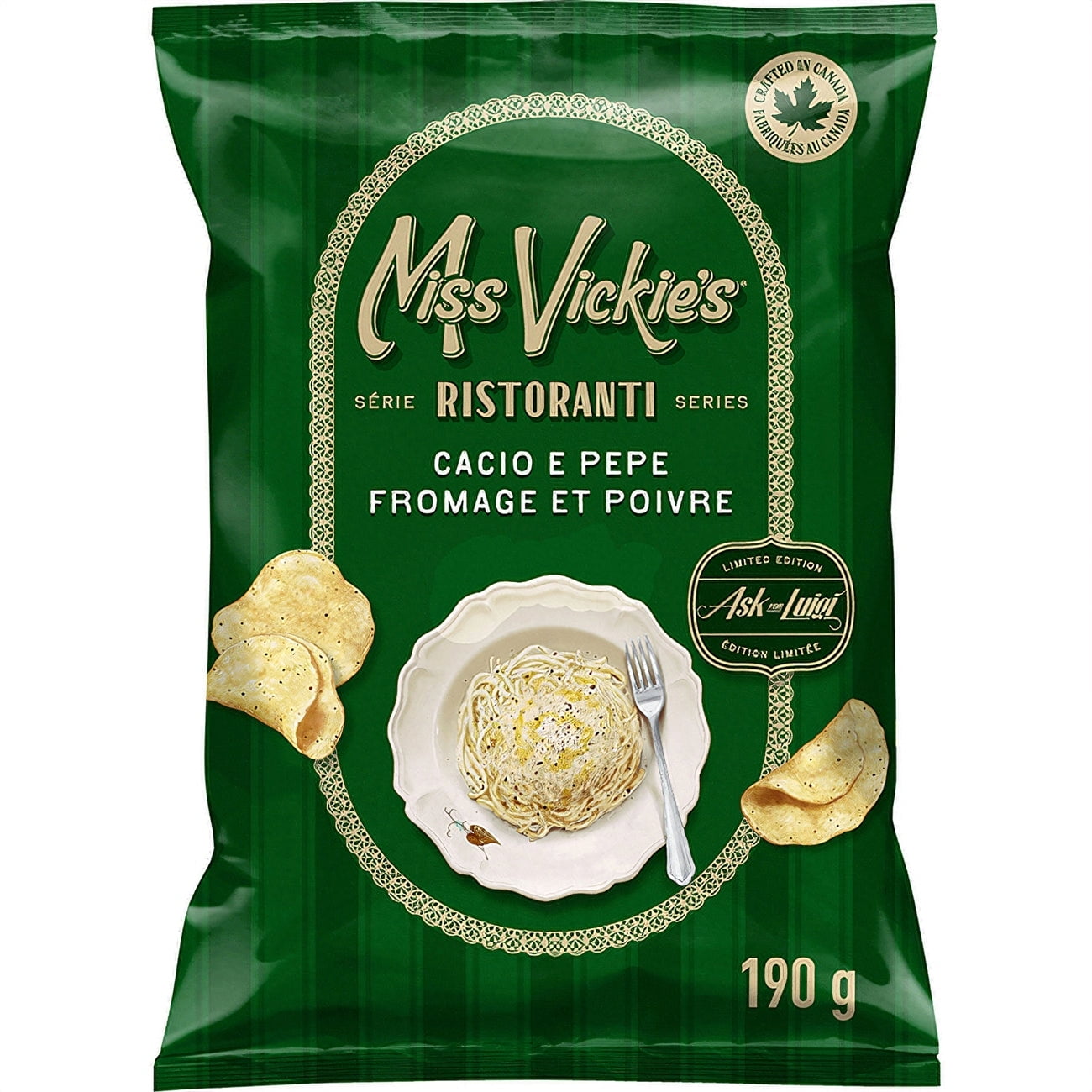Miss Vickie's RISTORANTI Kettle Cooked Cacio E Pepe Potato Chips - 190g/ 6.7 oz - Walmart.com