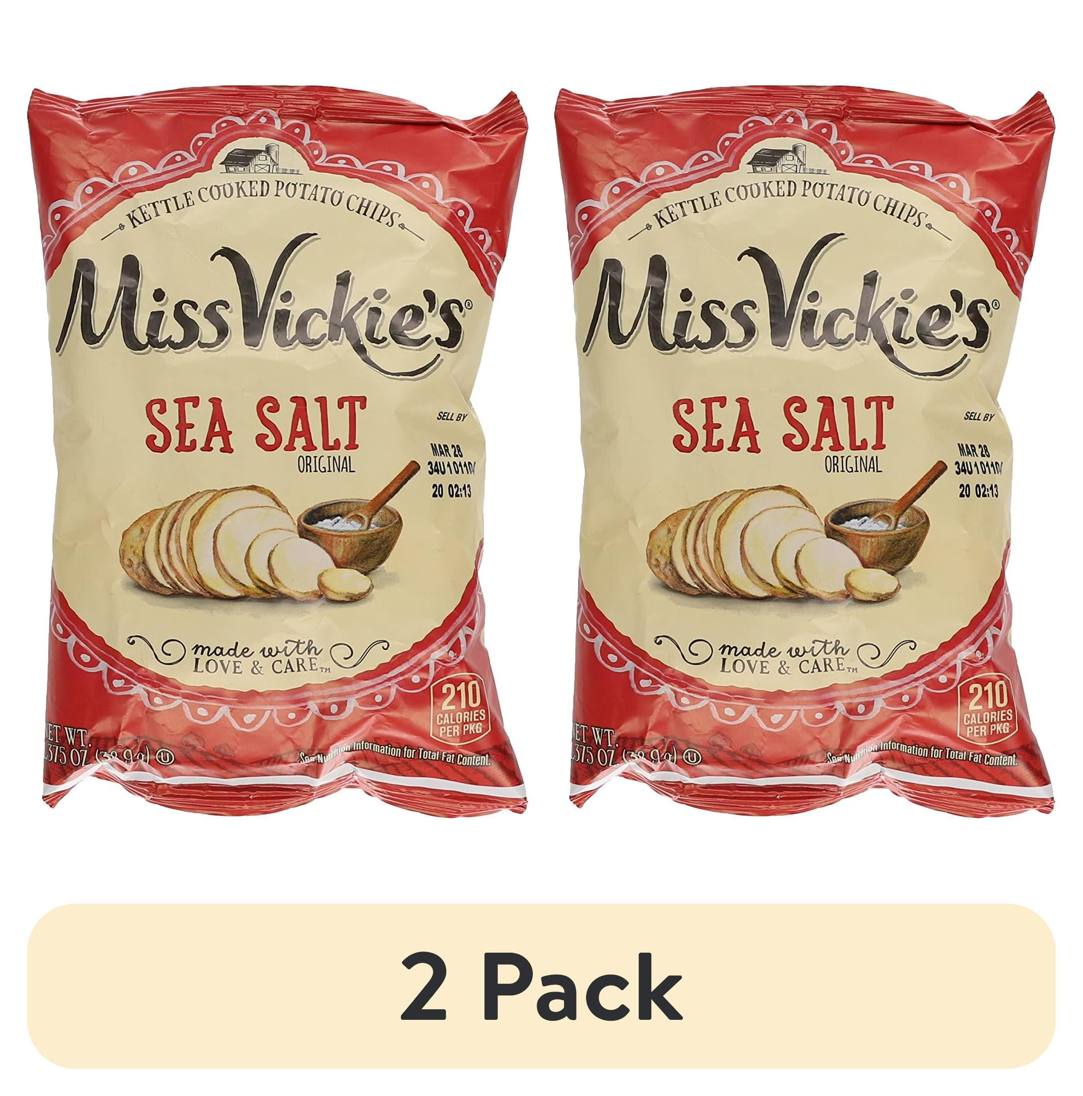 (2 pack) Miss Vickie's Sea Salt Flavored Kettle Cooked Potato Chips, 1.375 Ounce (Pack of 64 ...