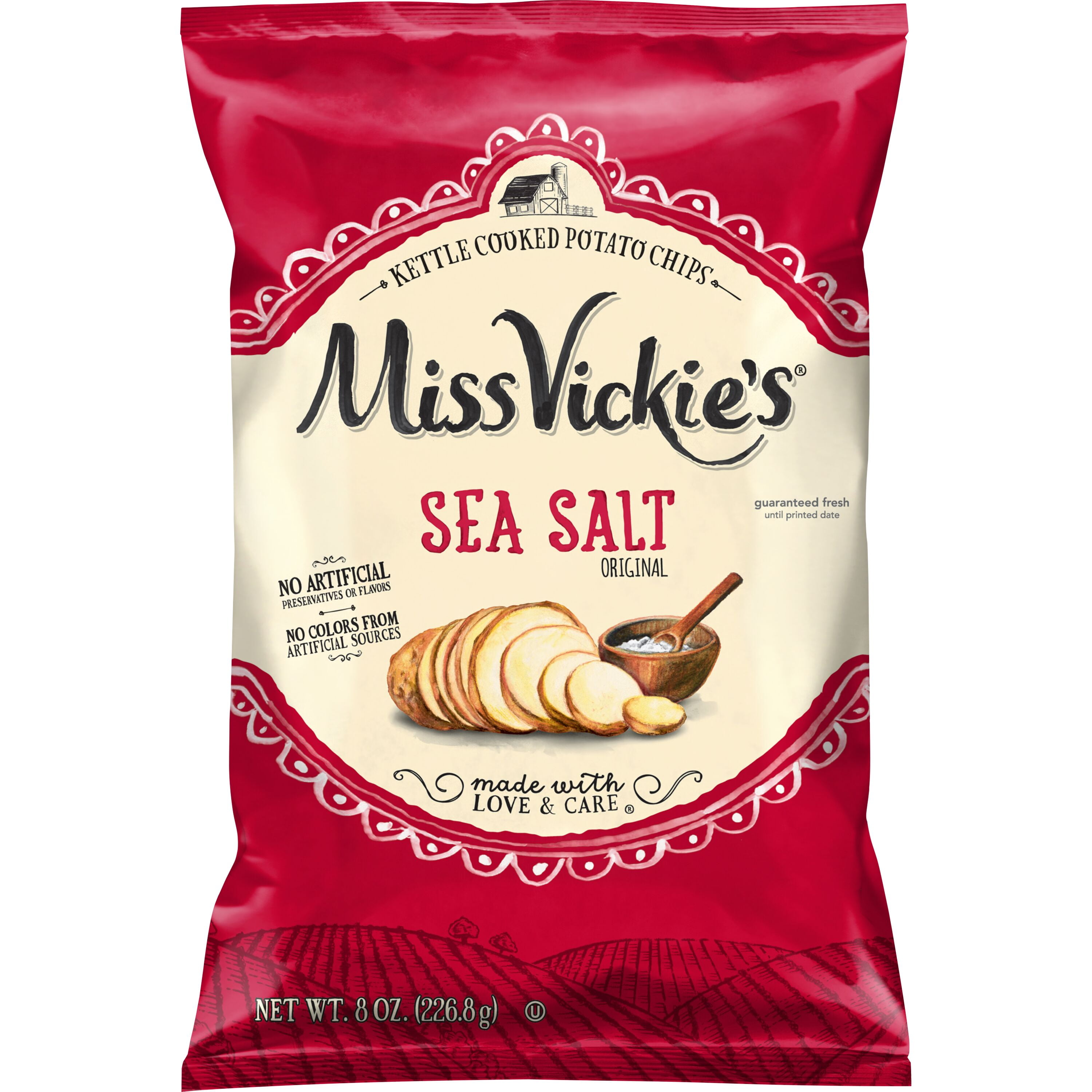 Miss Vickie's Kettle Cooked Sea Salt Potato Chips 8 oz Bag - Walmart.com
