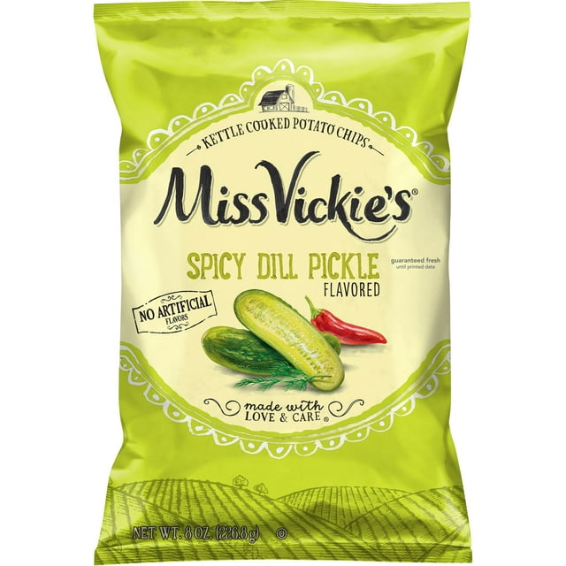 Miss Vickie's Potato Chips Spicy Dill Pickle Flavored, 8 oz Bag - Walmart.com